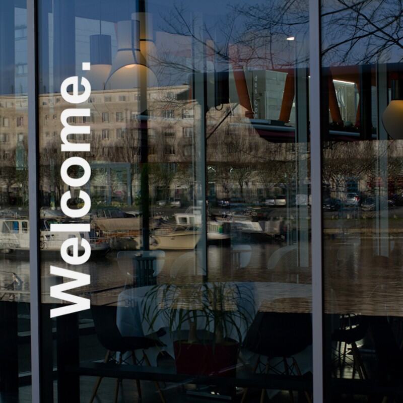 Stiker Kaca Dinding Cafe Resto Toko Rumah Makan Kantor Welcome Wall ...