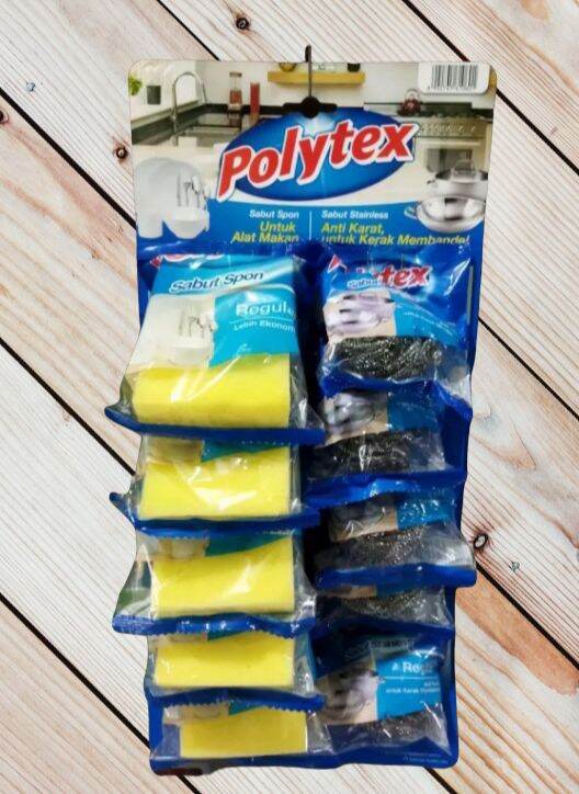 spons cuci piring polytex. 1 lembar isi 10 pcs | Lazada Indonesia