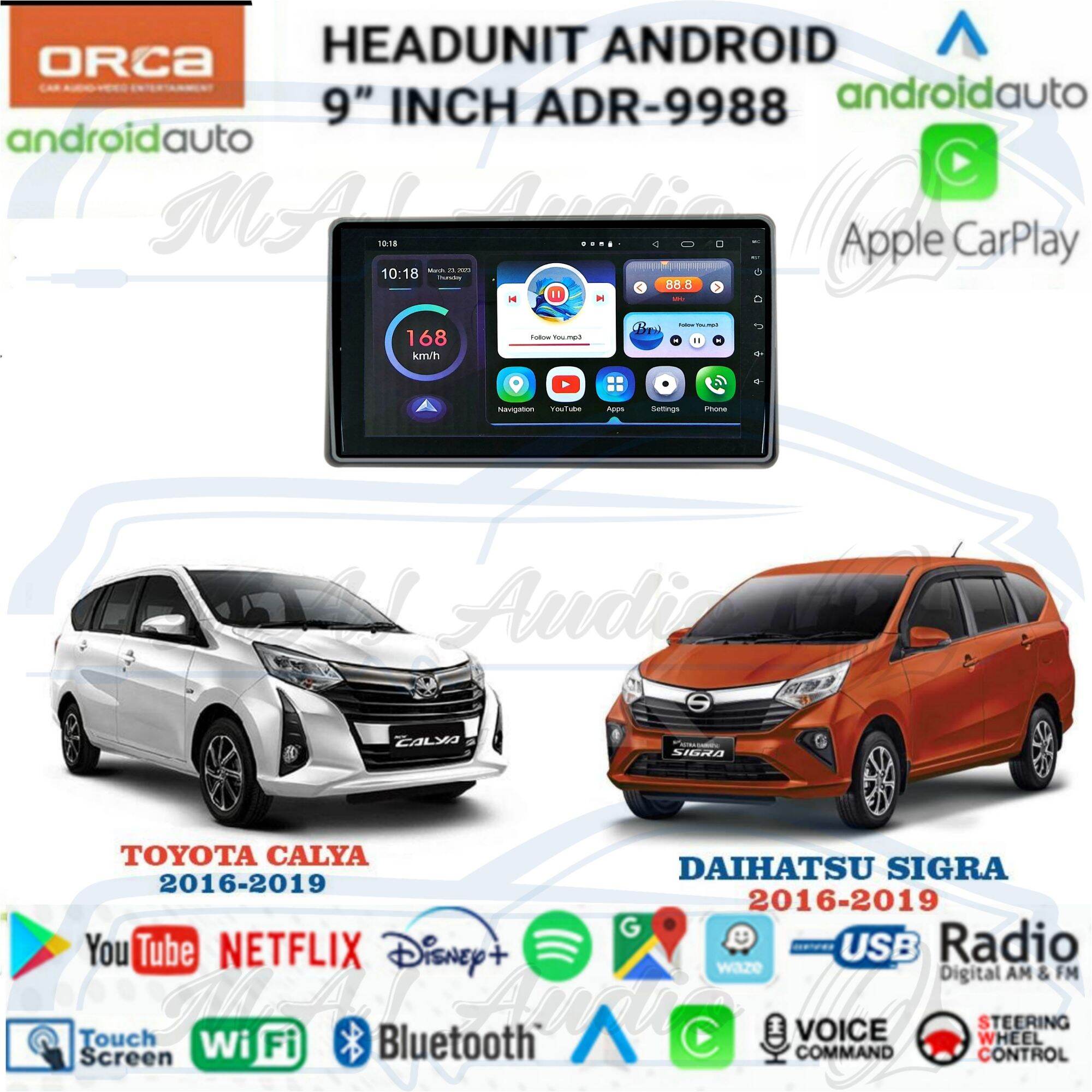 Head Unit Android ORCA CP 9 inch OEM Calya / Sigra Voice Command Plug & Play | Lazada Indonesia
