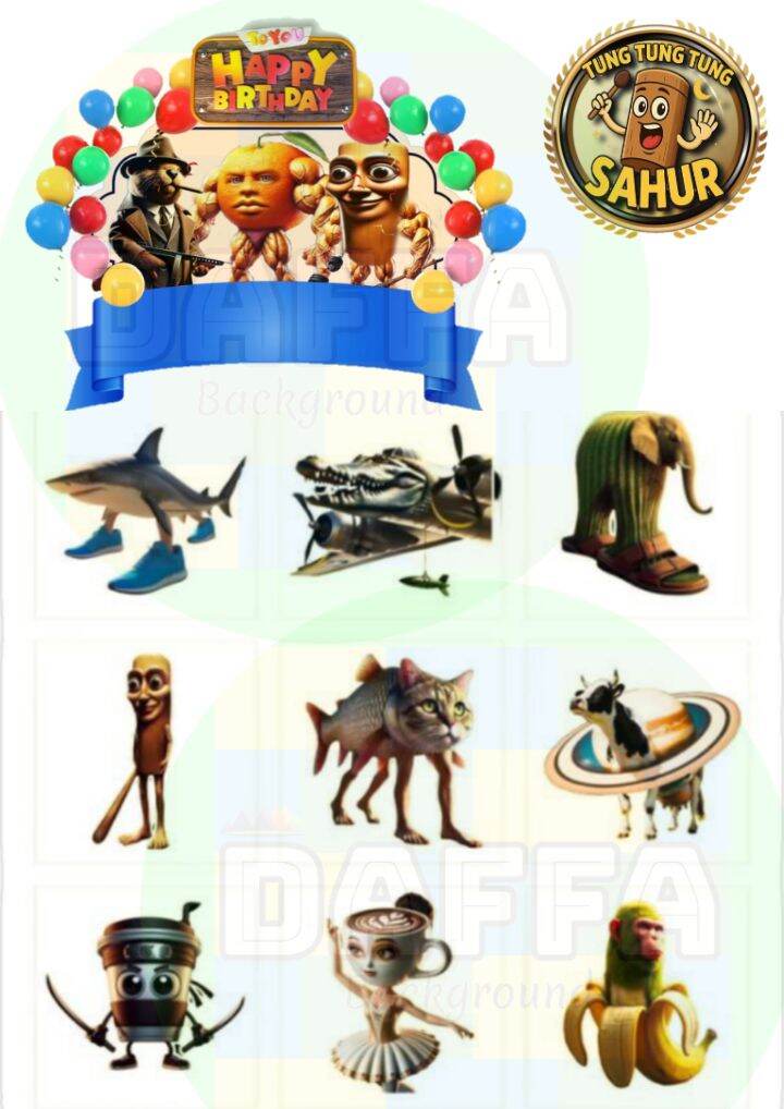 Topper Ulang Tahun Anomali Tung Tung Sahur | Lazada Indonesia