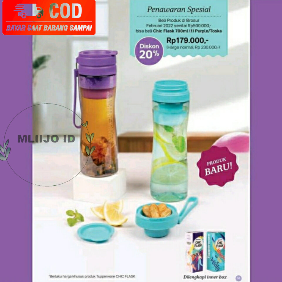 TUPPERWARE Chic flask 700ml botol infused water botol minum tempat ...