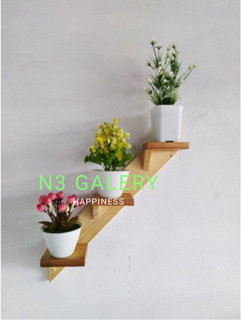 rak bunga, rak kayu bunga tempel, ambalan pot bunga, rak dinding ...