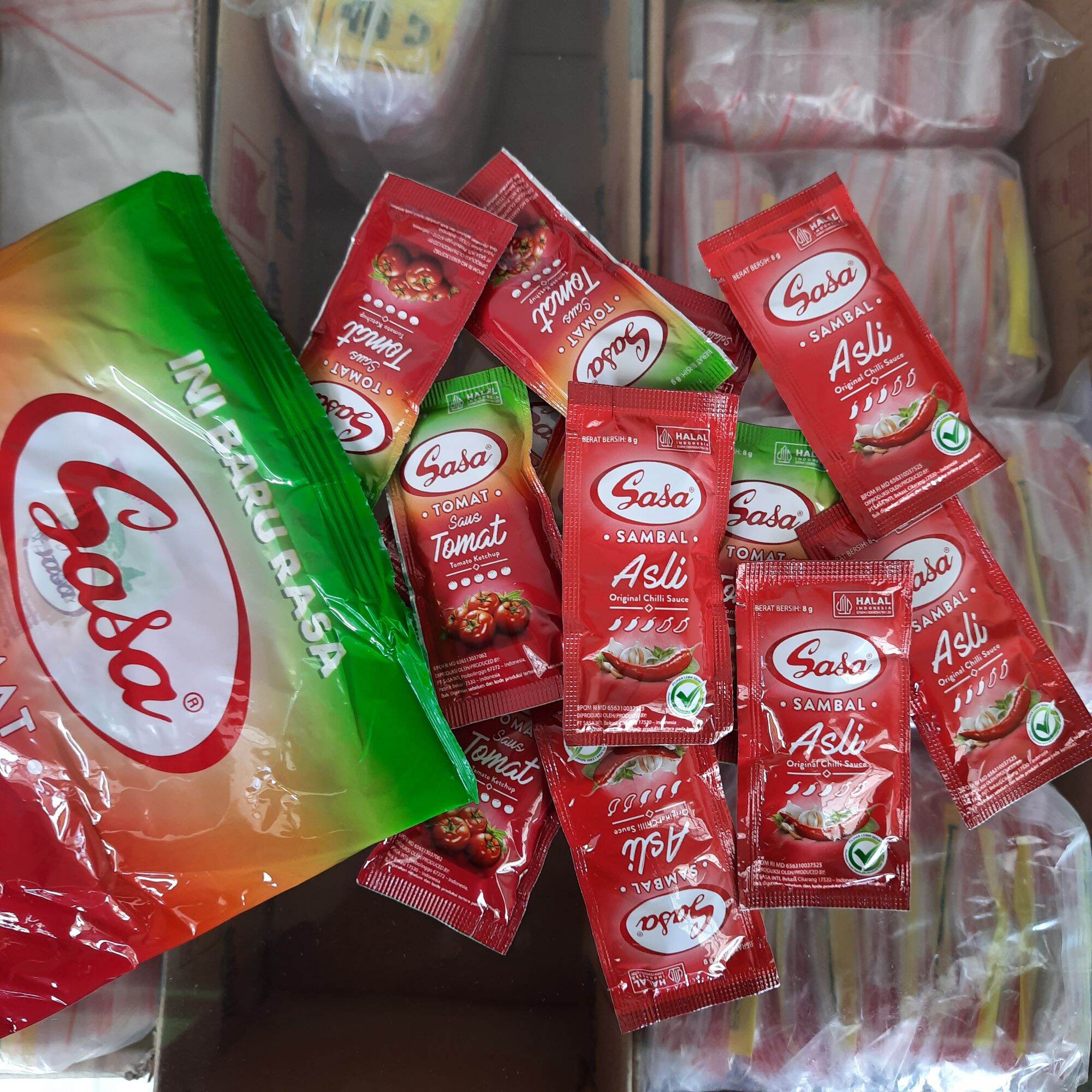 Saus sasa 8 grm isi 24 sachet saus tomat / sambal asli / exstra pedas ...