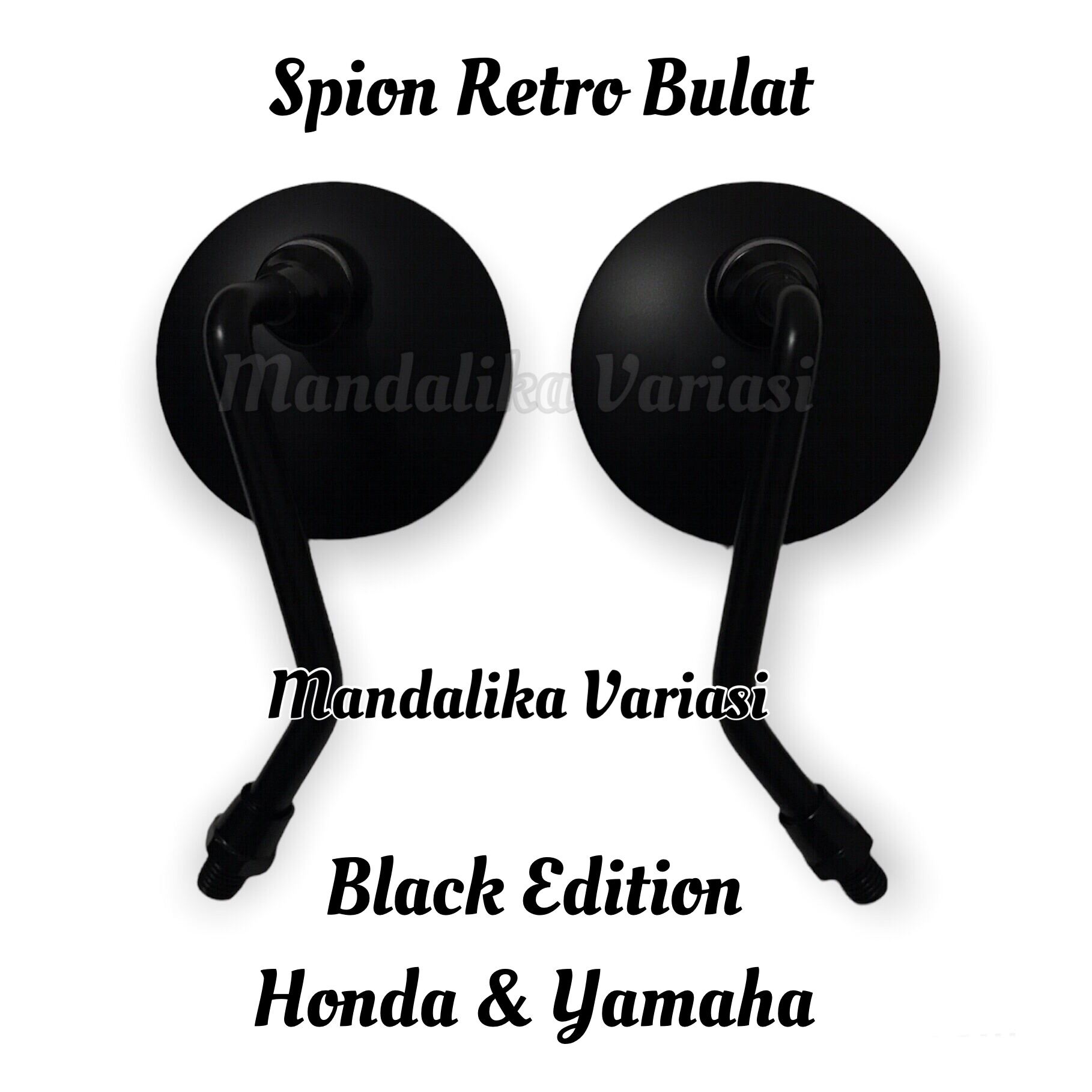 Spion Retro Klasik Bulat Black Tangkai Pendek Model Vespa Kaca Cembung Motor Yamaha dan Honda ...
