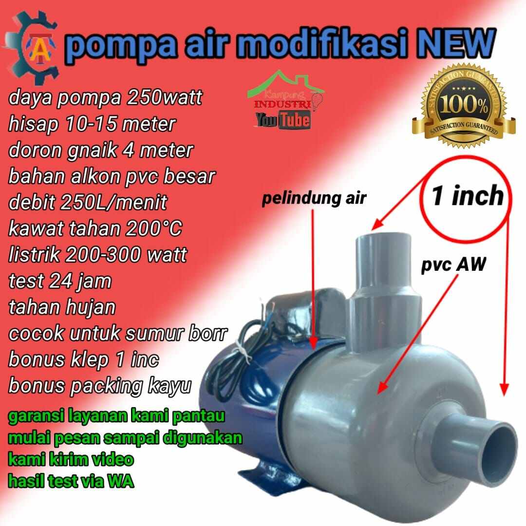 Pompa air dinamo alkon pvc tahan hujan hemat daya 1 inch dinamo pompa air shimizu alat penguras ...