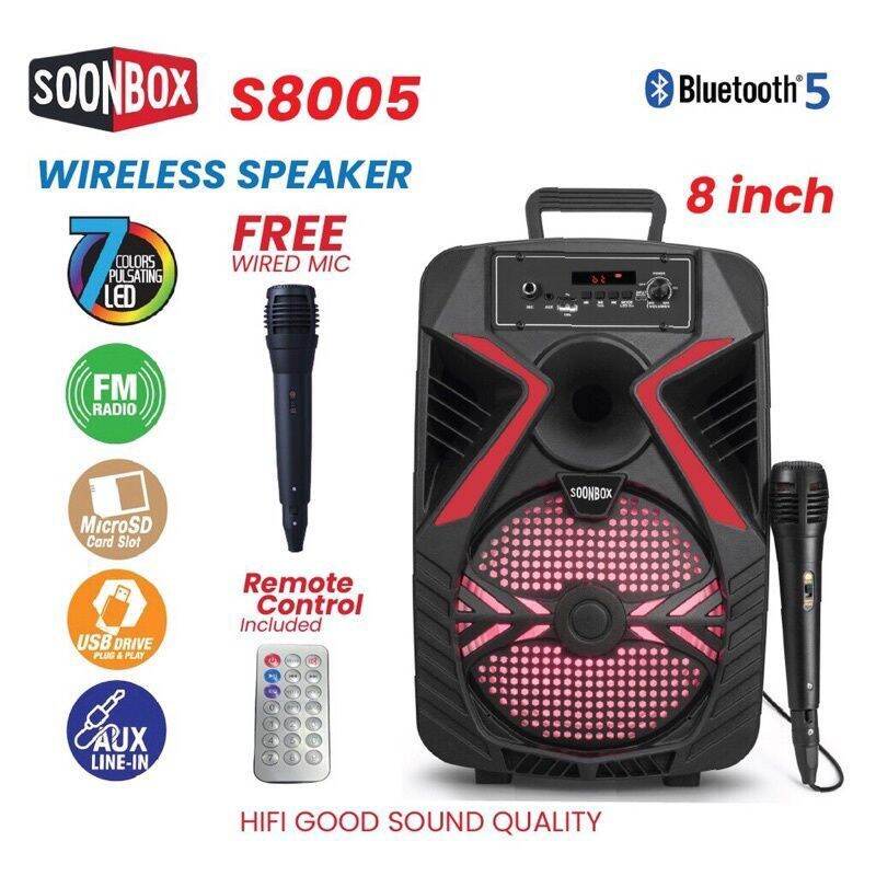 MB - Speaker Wireless SOONBOX S8005,S8006 Extra Bass LED Bluetooth free ...