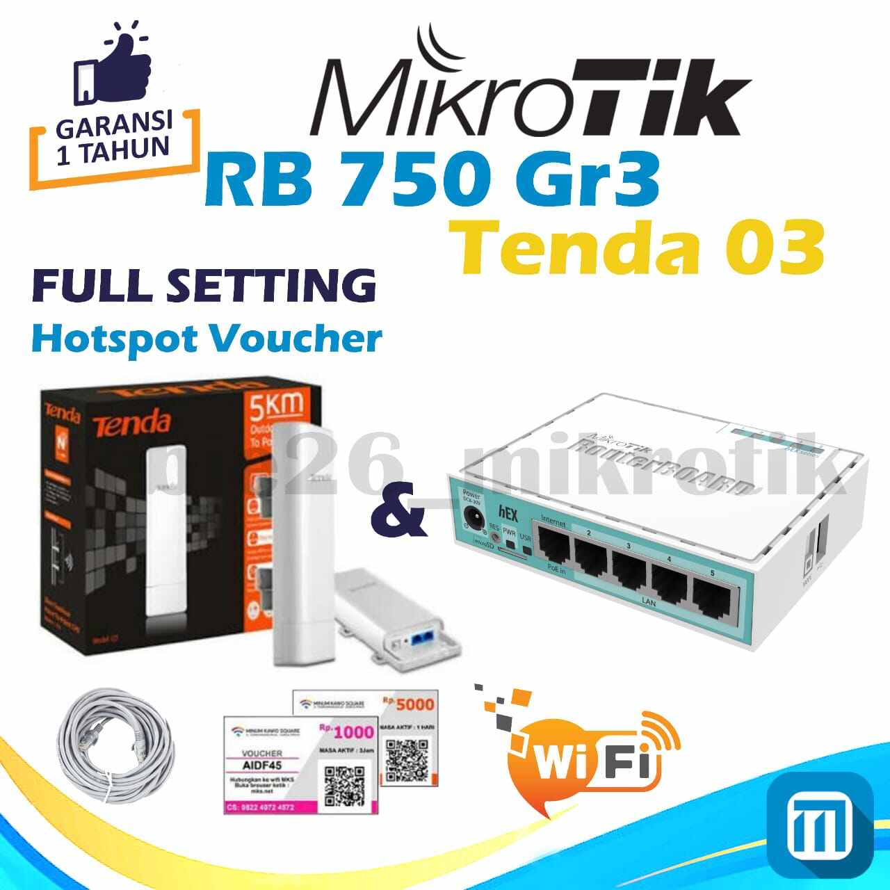 MikroTik RB750 Gr3 + Tenda 03 outdoor Full Setting Hotspot Voucher ...