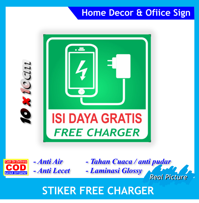 Stiker isi daya gratis sticker free charger hp ipad cafe restoran ...