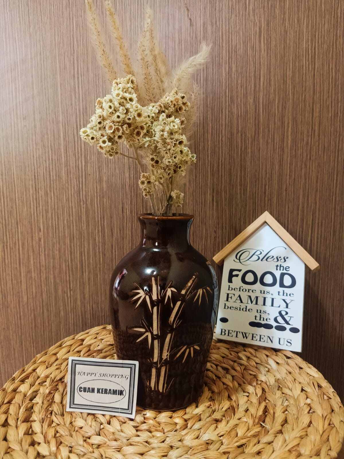 VAS BUNGA KERAMIK GUCI S COKLAT | Lazada Indonesia