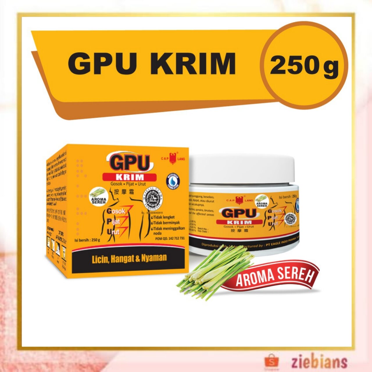 GPU Krim 250gr Krim Gosok, Pijat & Urut Untuk Nyeri Otot, Sendi, Tulang ...