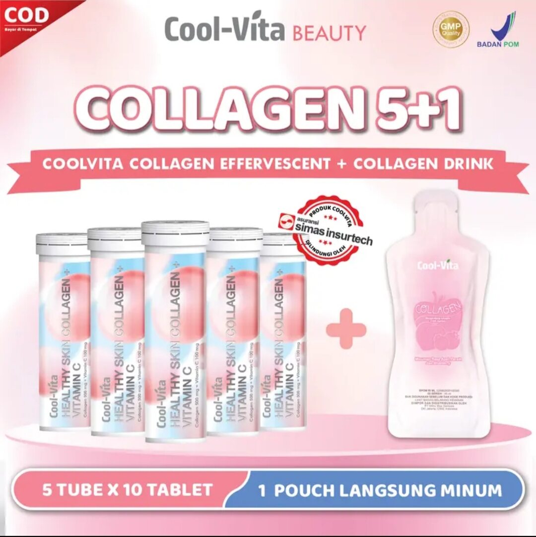 Ready Paket Coolvita Collagen 5 botol+ 1 Pouch Collagen beauty drink ...