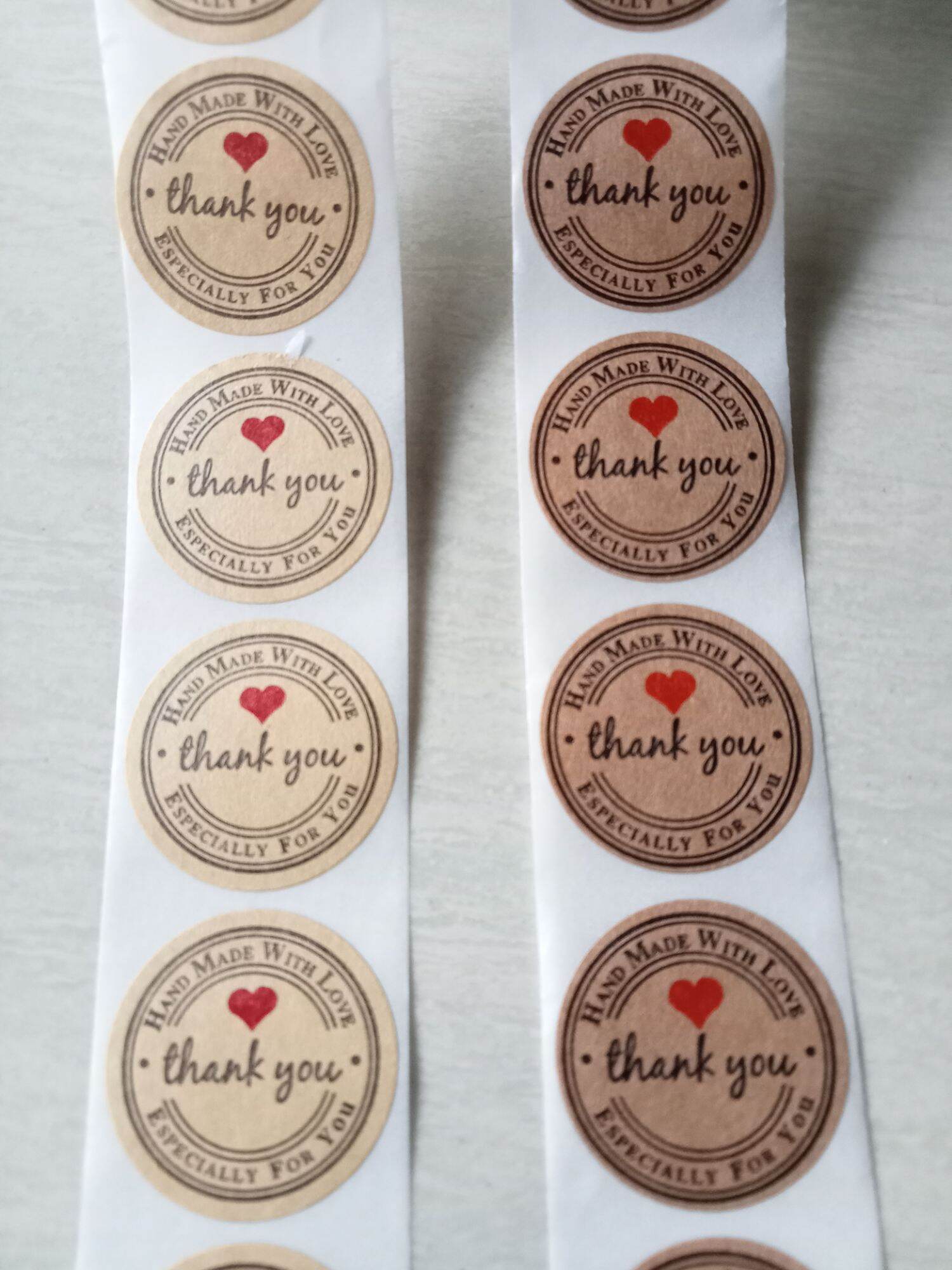 100 pcs sticker terima kasih / sticker thank you dan sticker Happy ...