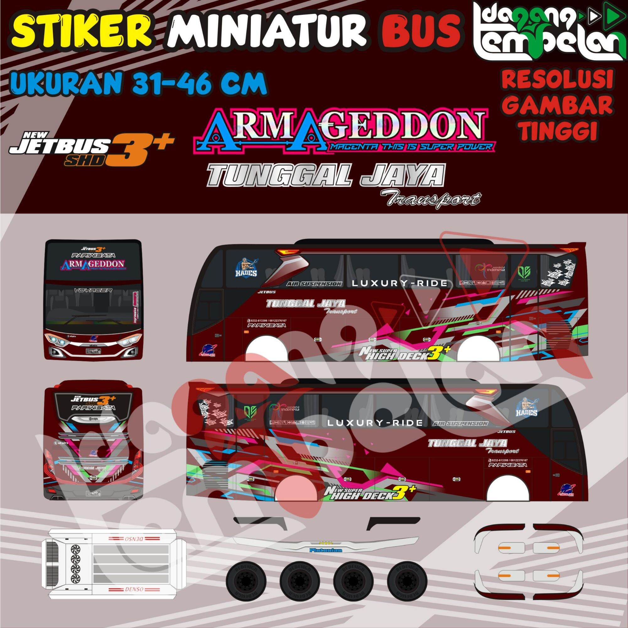 Stiker Miniatur Bus Saturn Pink | Armagedon | Ratu Maher | Lazada Indonesia