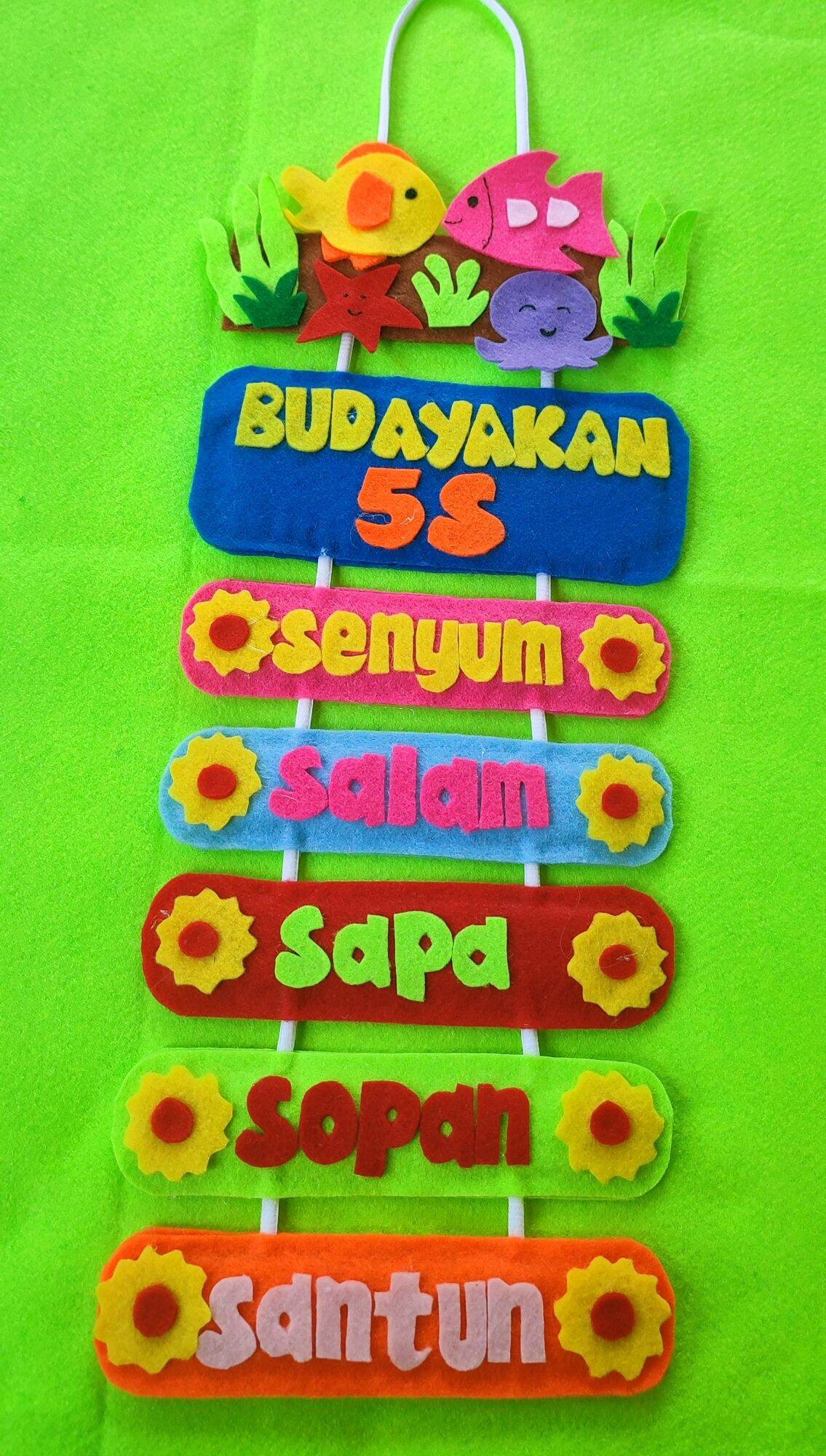 Gantungan dinding budayakan 5S hiasan dinding hiasan kelas budayakan 5S | Lazada Indonesia