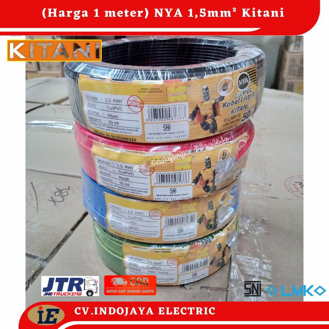 Kabel Nya 1,5mm² Kitani Kabel Listrik Kawat Harga meteran | Lazada ...