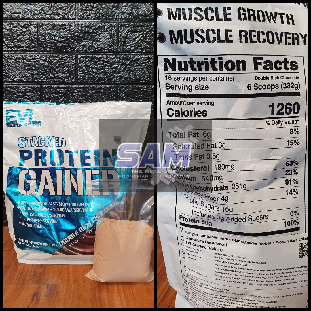 Suplemen Fitness Eceran Repack EVL Stacked Protein Gainer 1 lb Mass ...