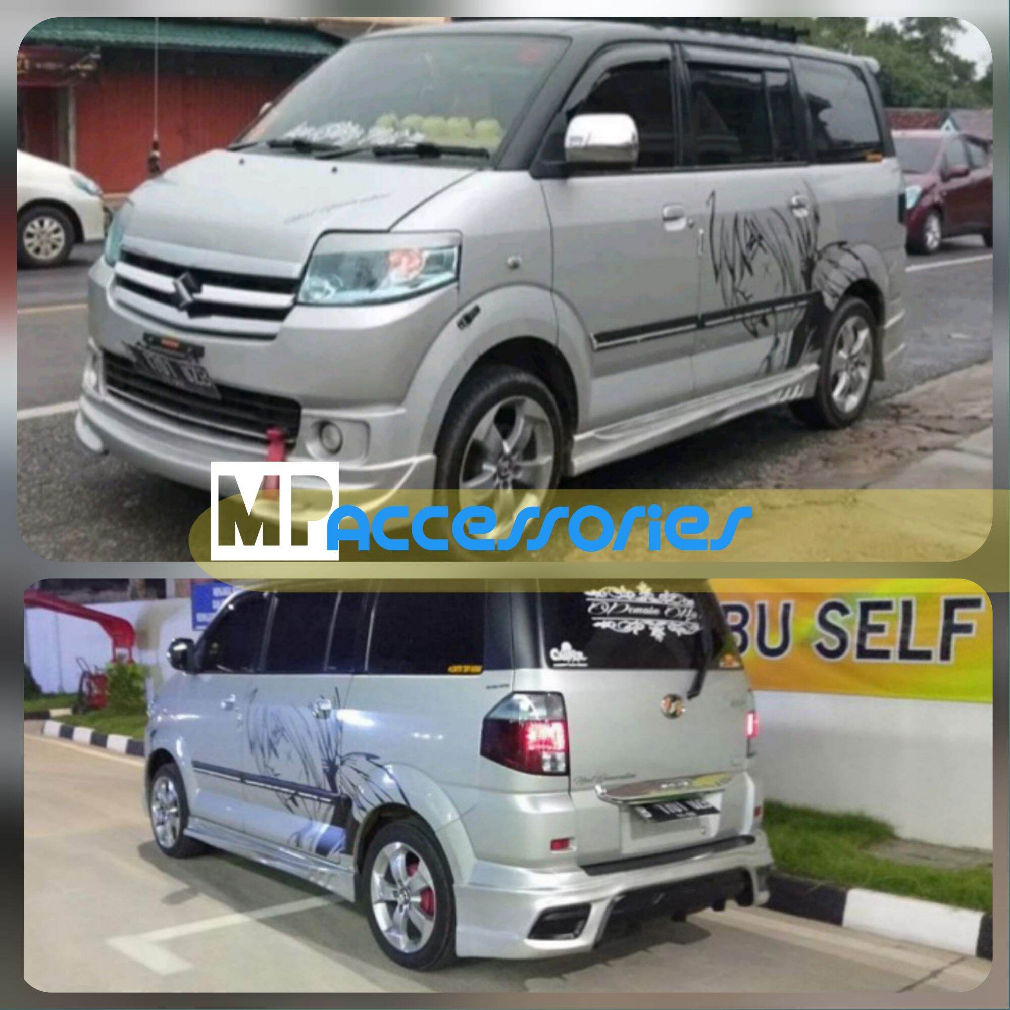 Fullset Add-on Bodykit Depan Samping Belakang Suzuki APV Berbahan dasar Fiberglass Warna Hitam ...