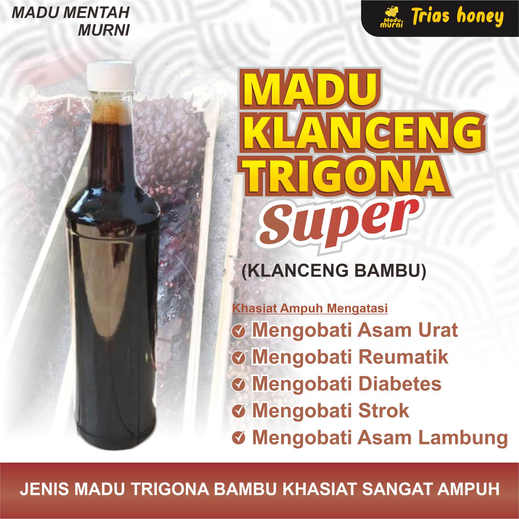 Madu Trigona Asli murni/Madu kelulut Untuk Asam urat dan Stroke/Madu ...