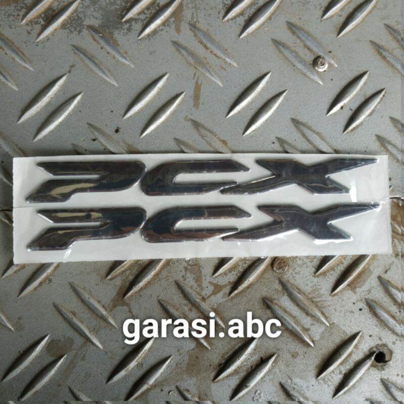 Stiker Emblem Badge Body PCX Timbul 3D Sticker Tulisan Logo Krom Chrome ...