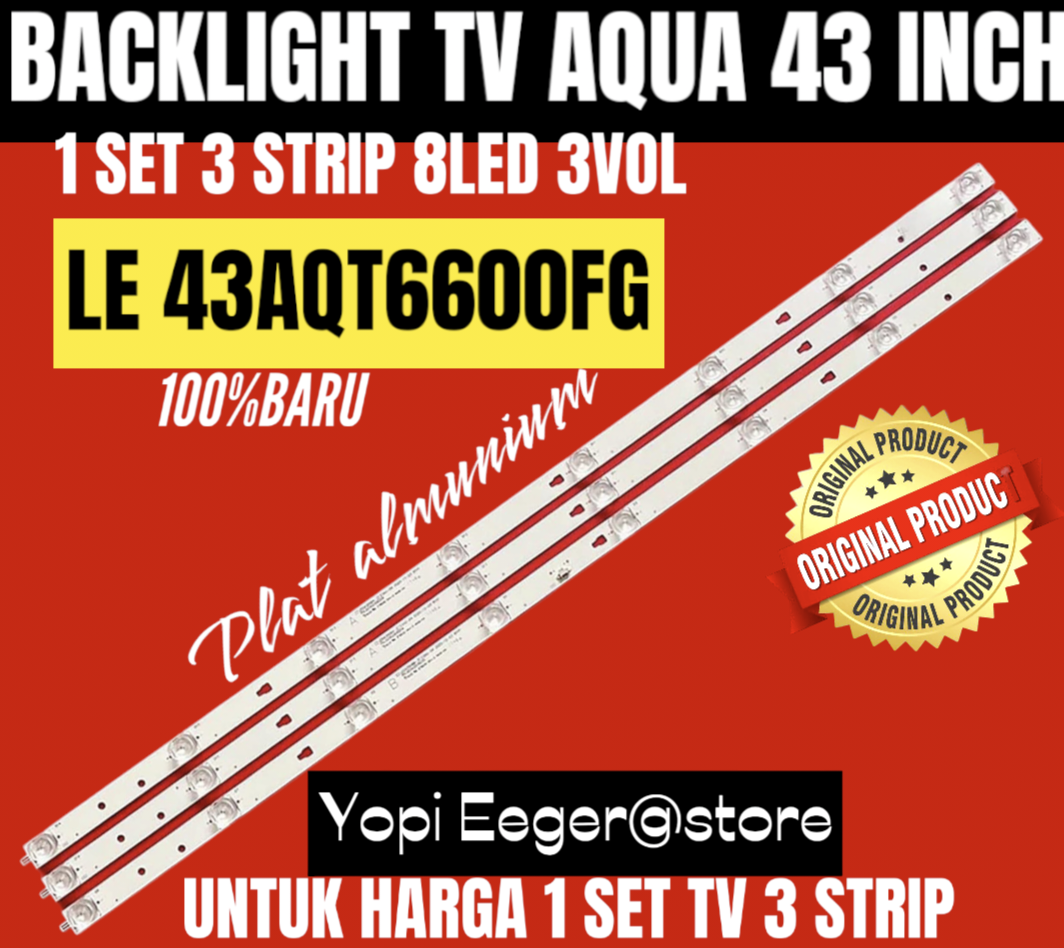 BACKLIGHT TV LCD LED AQUA 43 INCH LE-43AQT6600FG BACKLIGHT TV AQUA 43 INCH | Lazada Indonesia