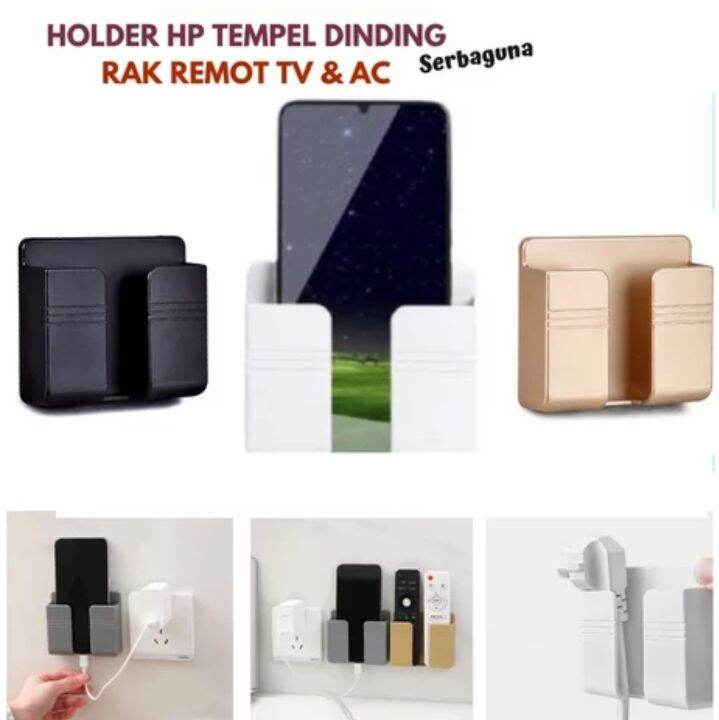 Rak Charger HP Gantung Tempat Remote TV AC Tempel Rak Tempel Dinding ...