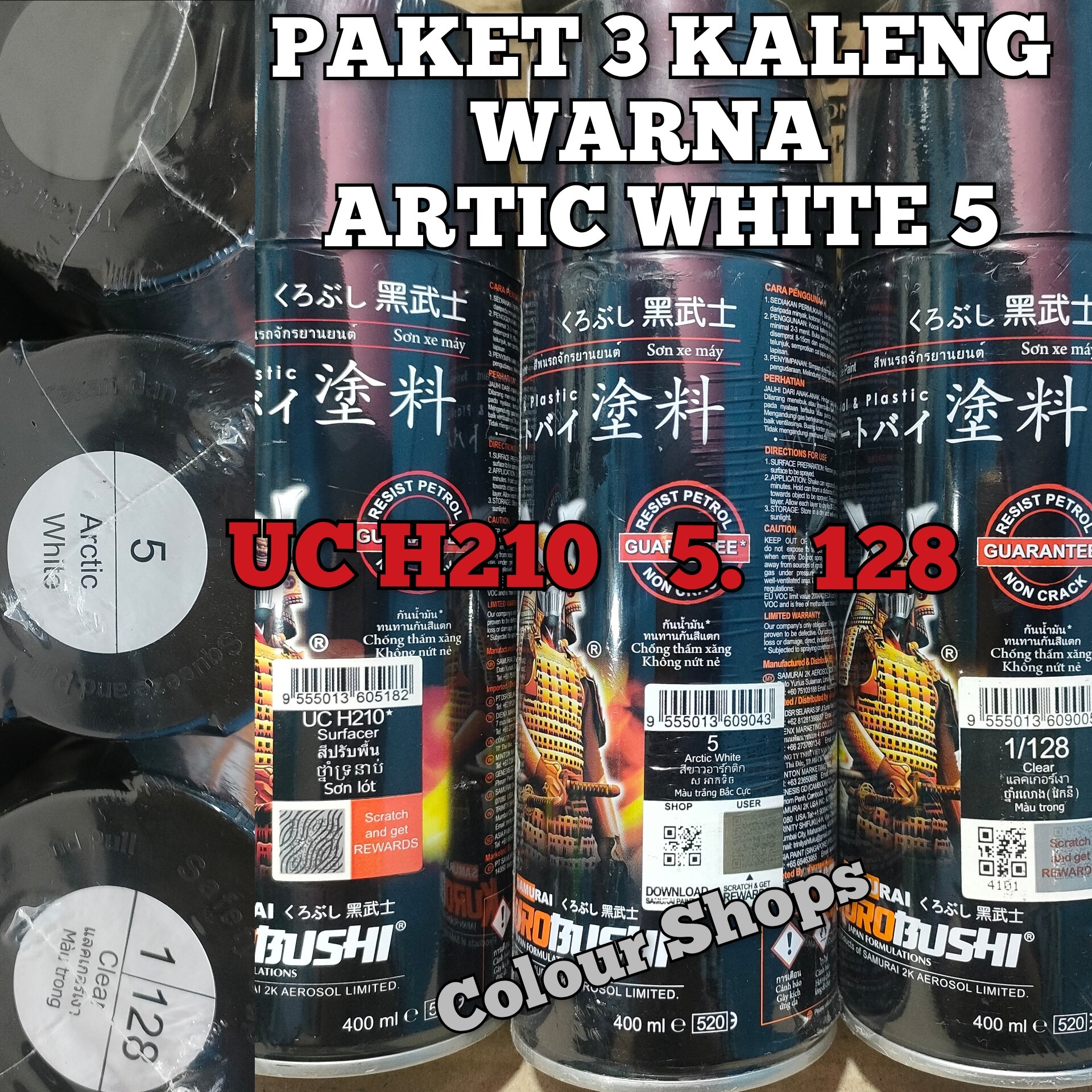 Pilok Cat Semprot Samurai Paint Paket 3 Kaleng 400ml Putih Artic White ...