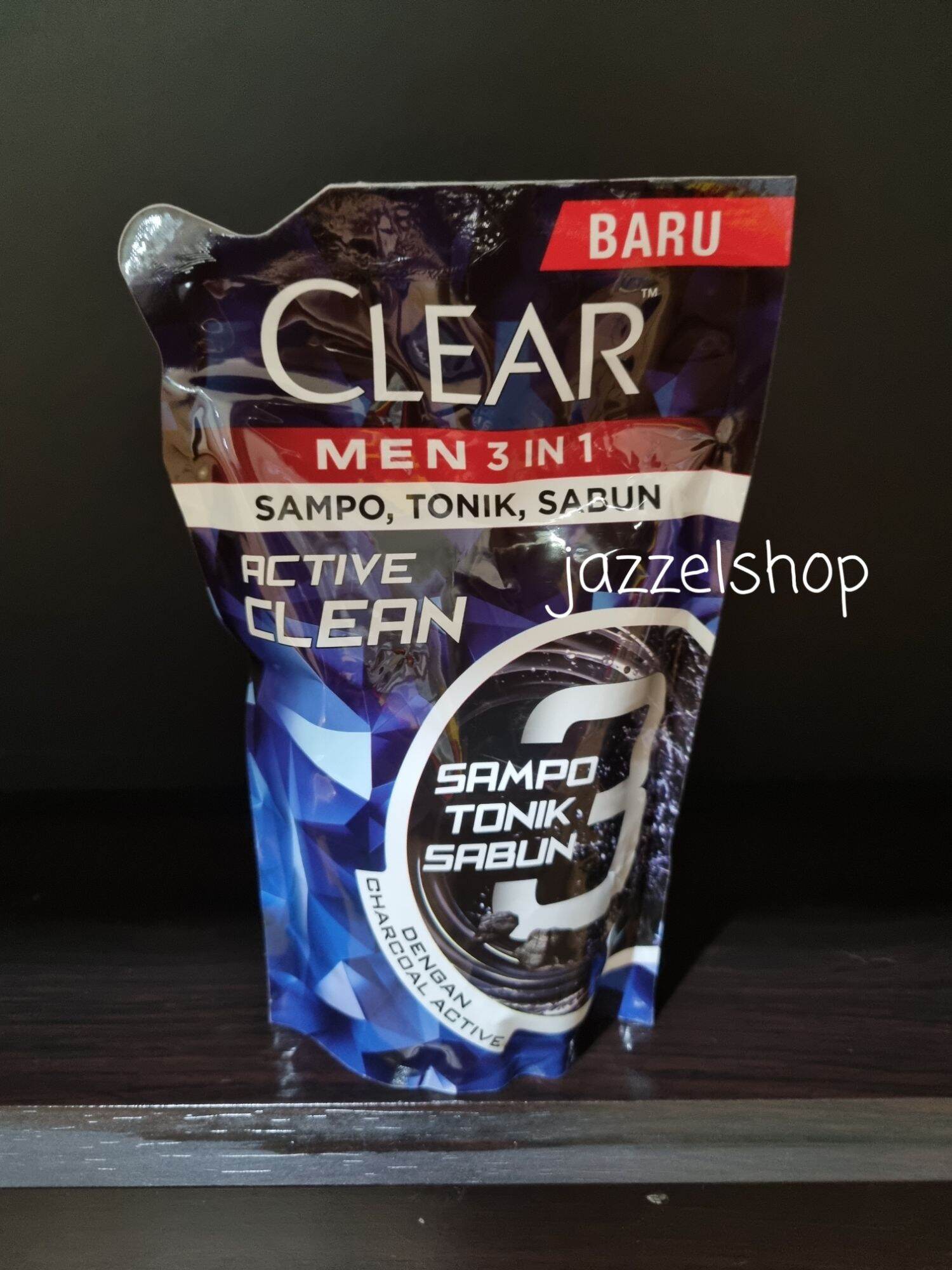 CLEAR MEN 3in1 active clean shampoo tonik sabun refill 280ml | Lazada ...
