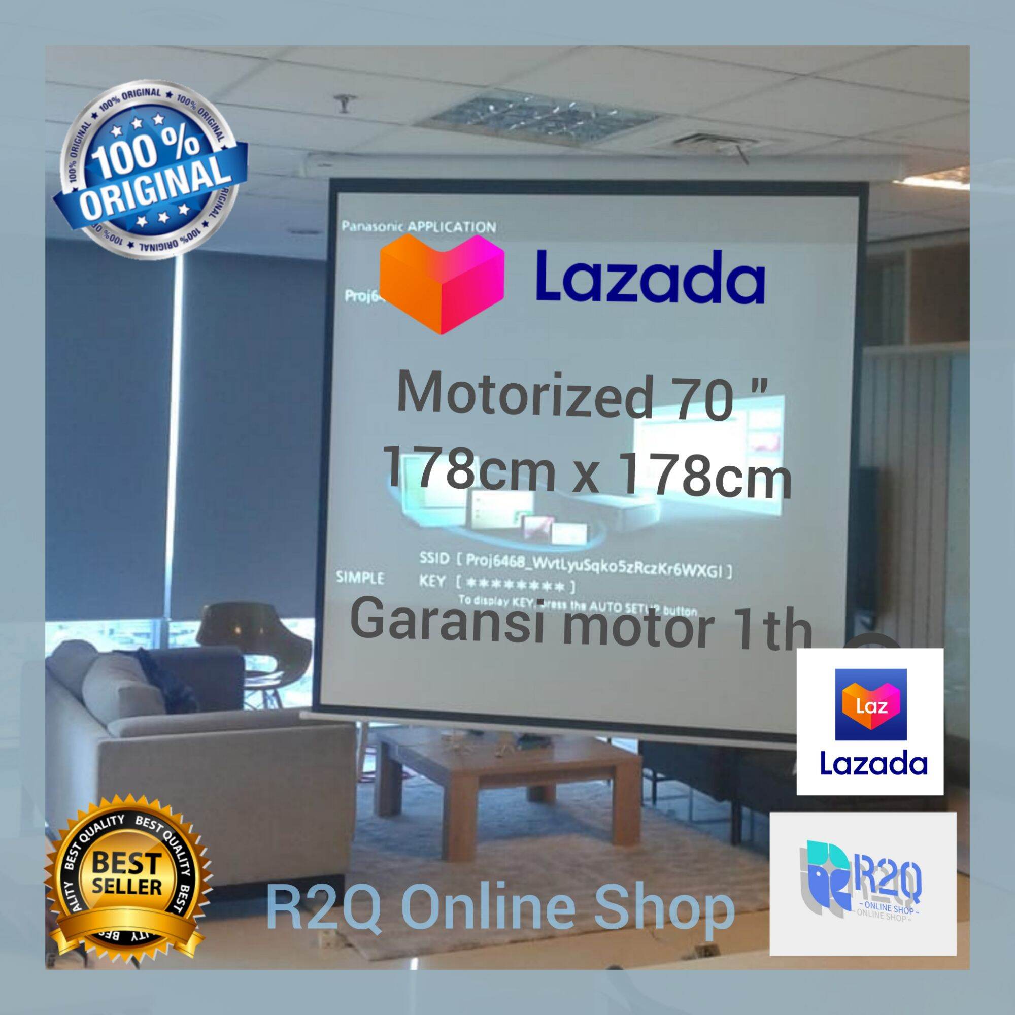 Screen Projector Motorized 70 Inch/ Layar proyektor motor 70inch ...