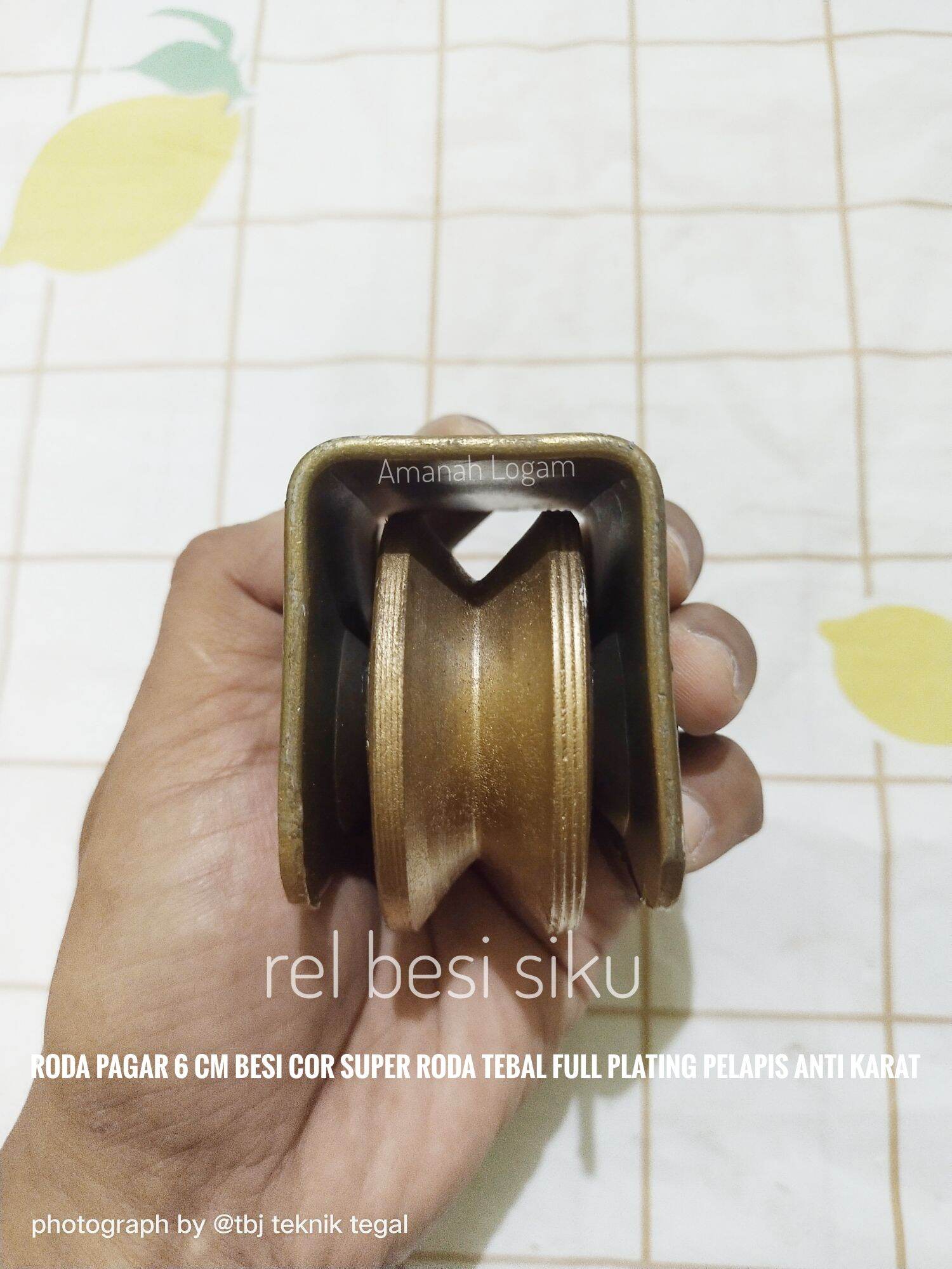 roda pagar 6 cm besi cor super roda tebal full plating pelapis anti ...