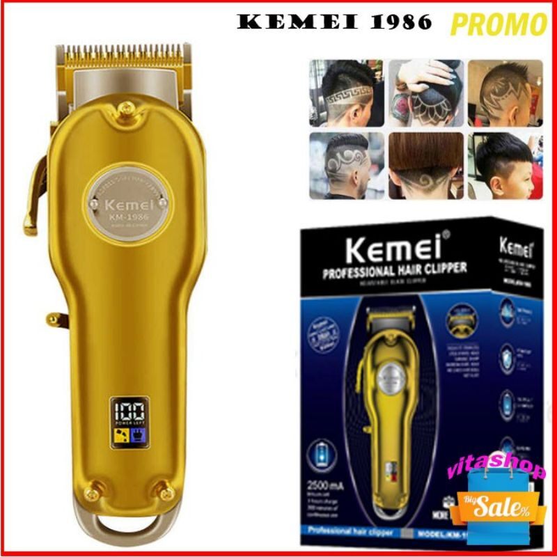 Mesin Cukur Rambut Original Kemei KM-1986 GOLD // Hair Clipper Trimmer ...