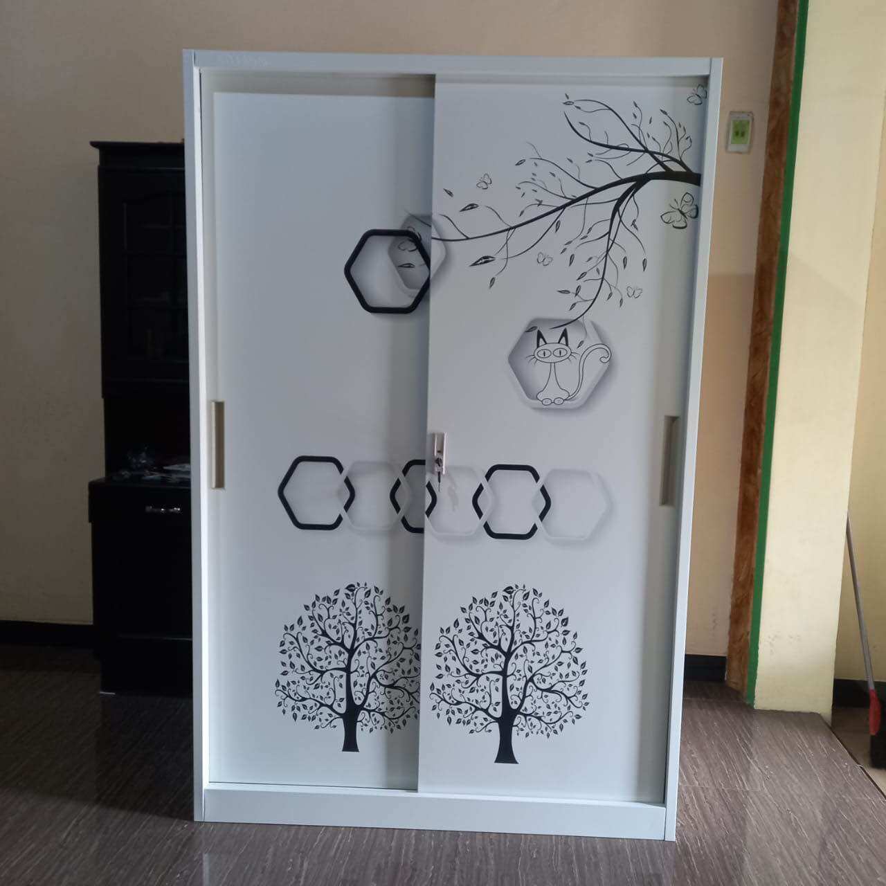 Lemari Baju Sliding Besi SL-301D - Lemari Baju Sliding - Almari Baju ...