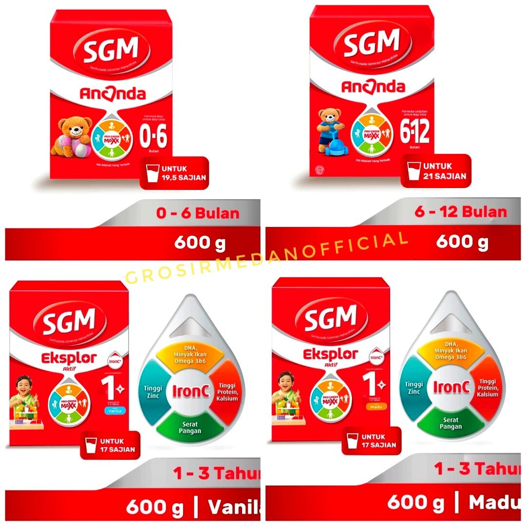 SGM 600 G UNTUK 0-6 BULAN, 6-12 BULAN, 1+ TAHUN RASA MADU DAN VANILLA ...