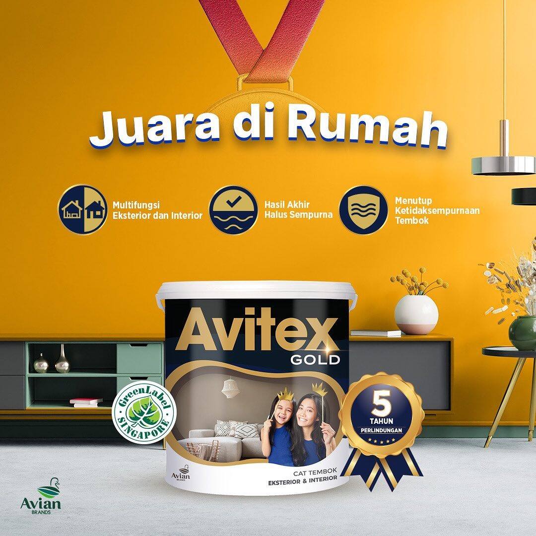 Avitex Gold Cat Tembok Interior Dan Eksterior 25 Kg - Super White ...
