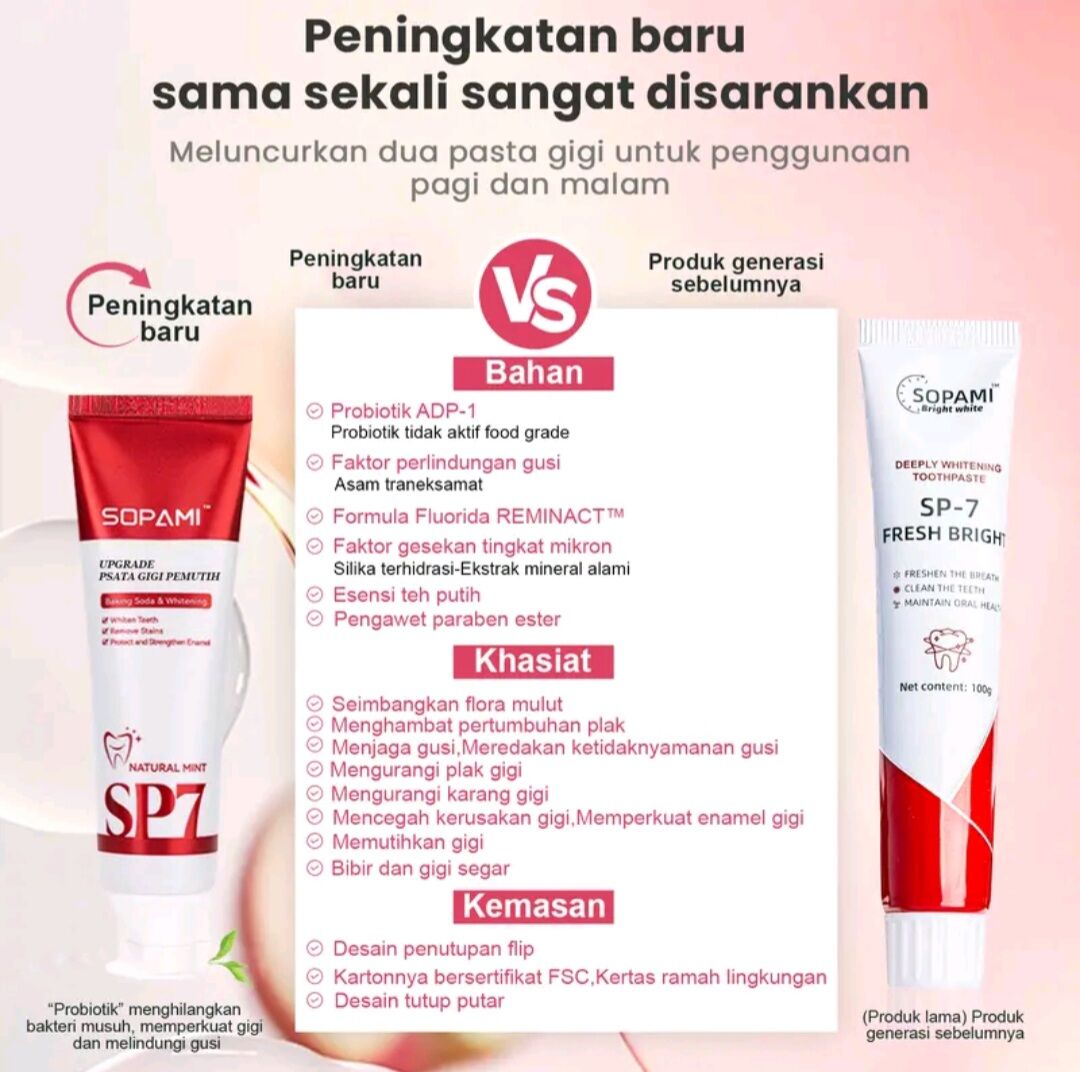 [FREE GIFT ISI 3PCS] SOPAMI SP7 PASTA GIGI PEMUTIH PROBIOTIK RASA ...