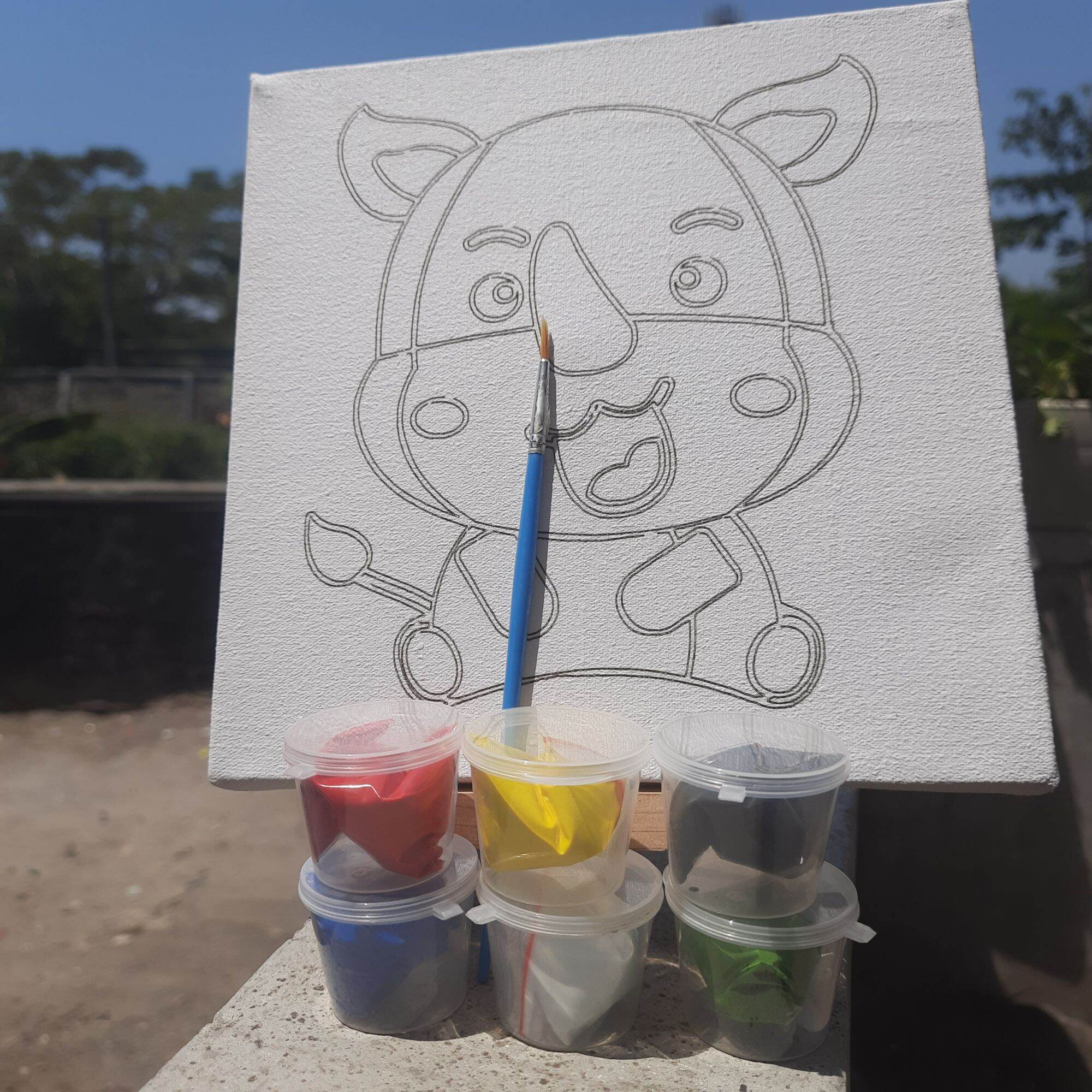 kanvas painting number murah gambar hewan anak badak canvas ukuran ...