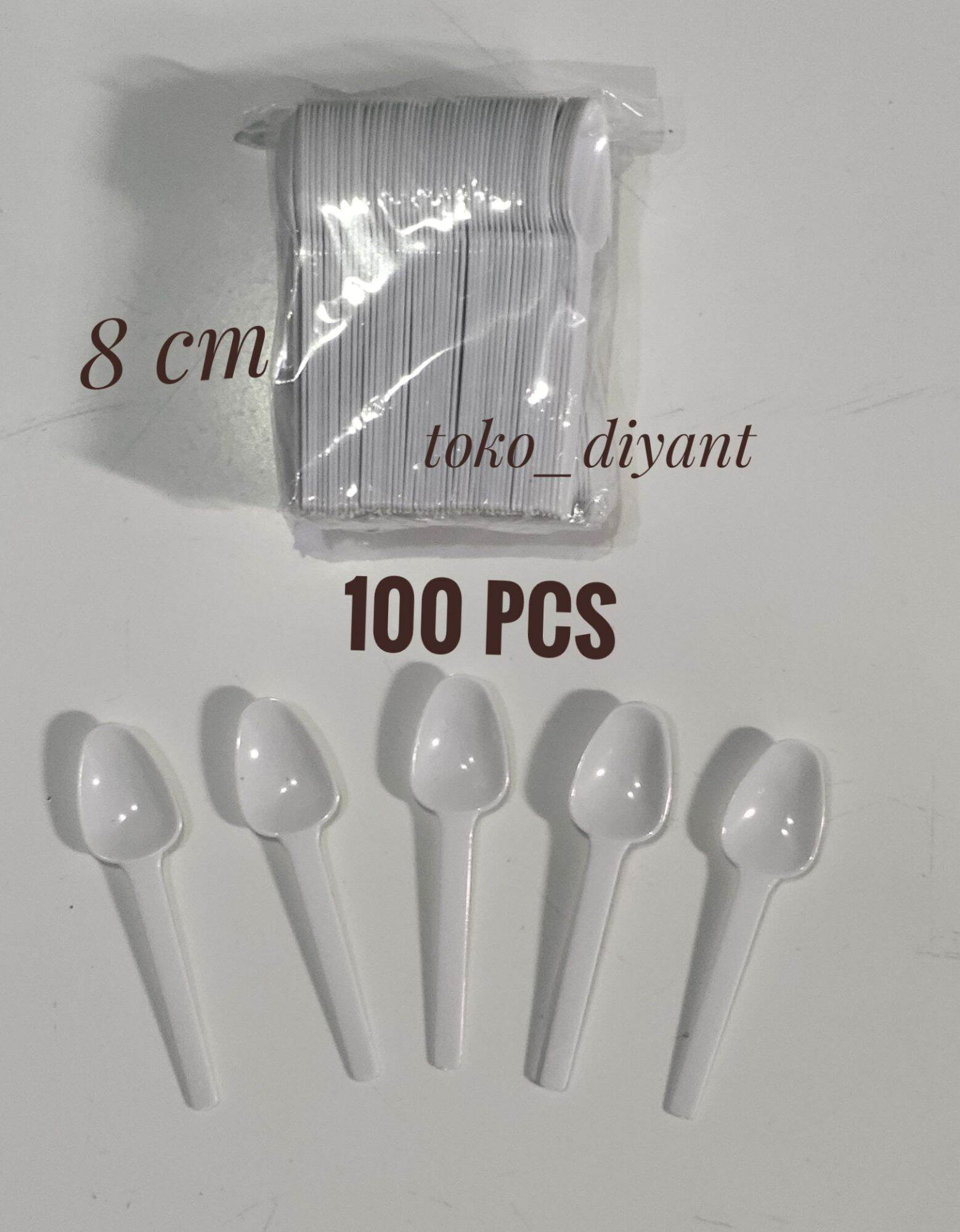 Sendok kecil plastik putih susu - sendok puding kue es krim cream ...