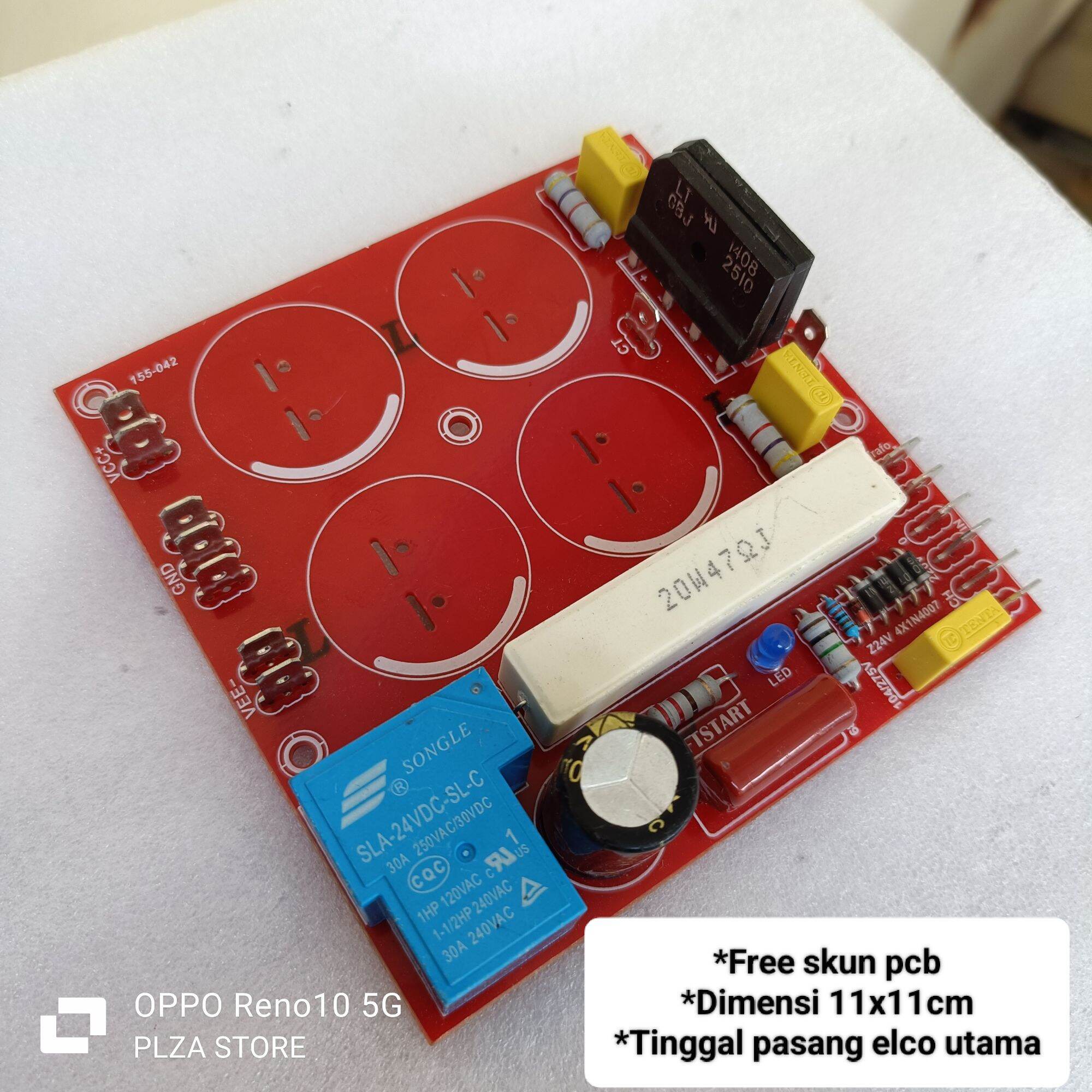 Pcb psu 4 elco plus Softstart plus skun pcb pertinak kit psu isi 4 elko ...