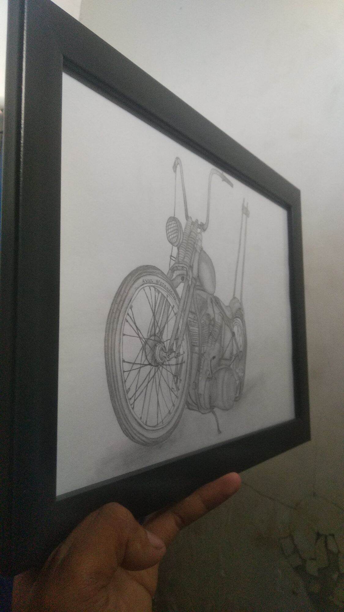 Jual Hasil Sketsa Pensil Motor Chopper +Bingkai | Lazada Indonesia