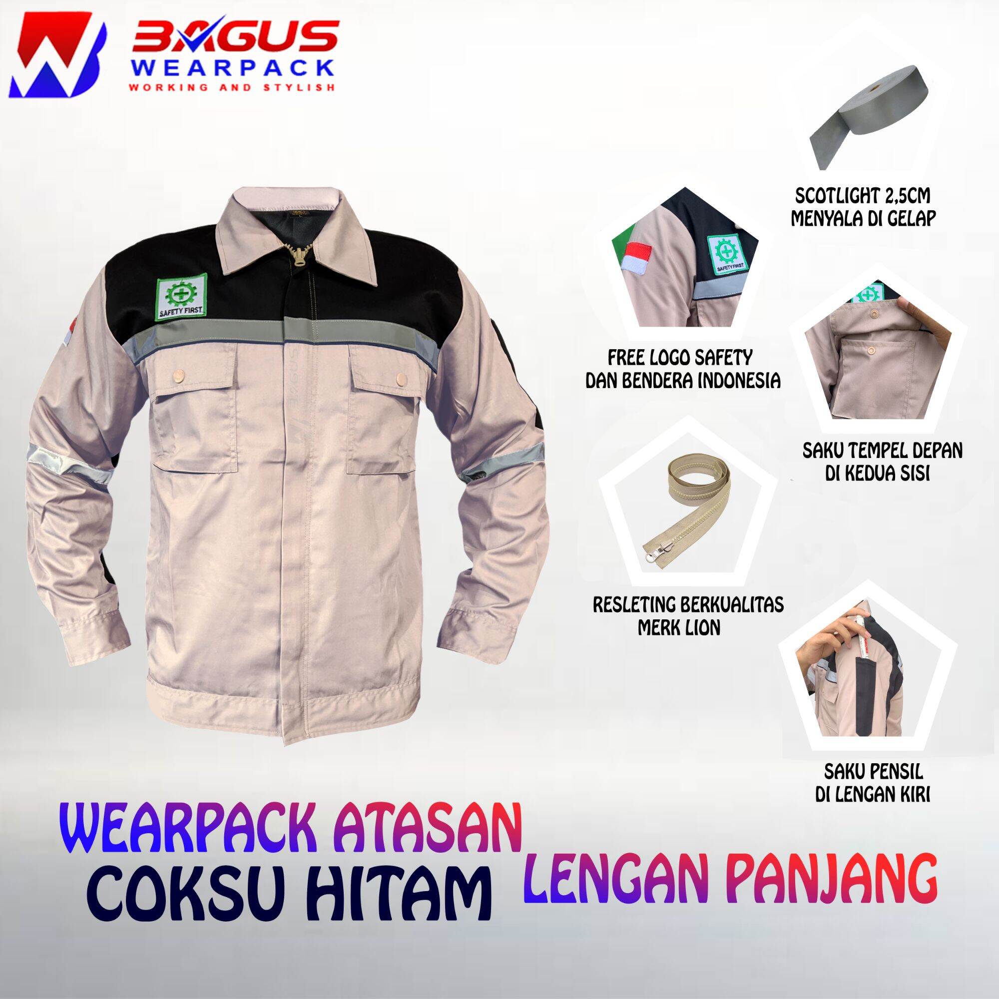 Baju Wearpack Kerja Atasan Lengan Panjang seragam proyek Warna Coksu ...