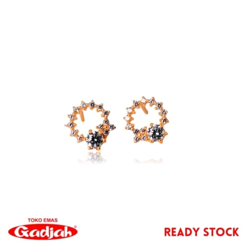 Giwang Emas Tusuk Solitaire Circle Mata Tabur Variasi Bunga 4 Mata ( TU ...