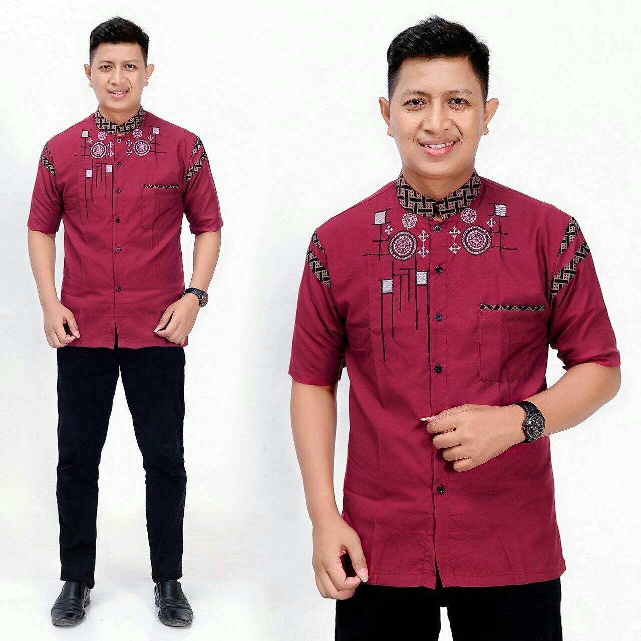 Baju Koko lengan pendek motif roda terbaru ditahun 2024 kain katun ...