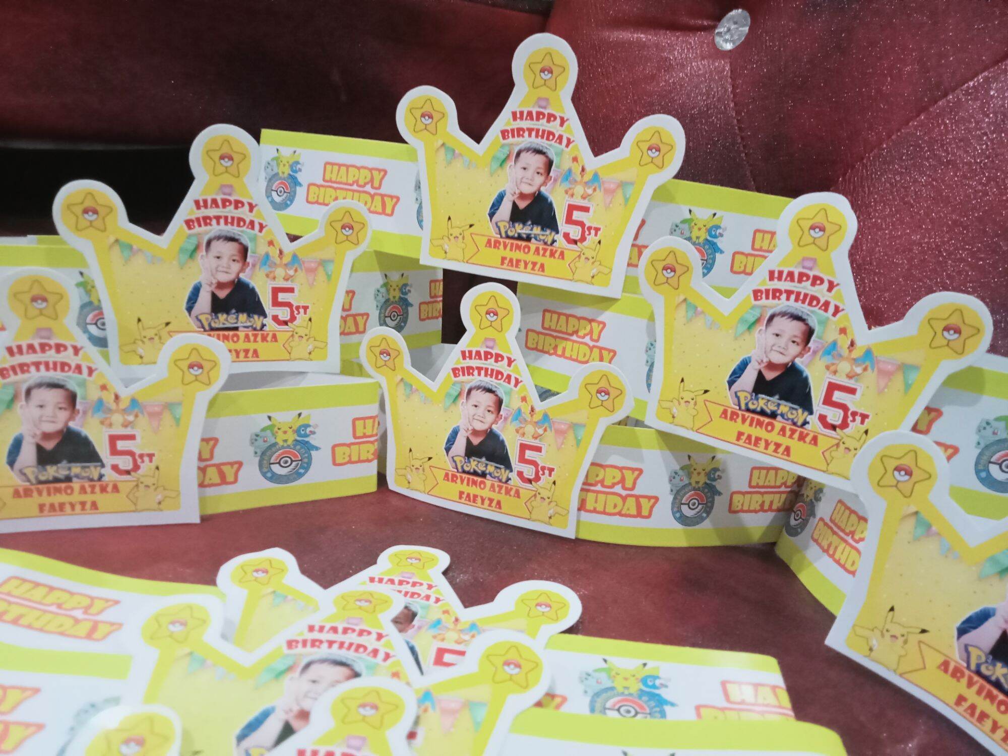 Topi ultah Pokemon Desain mahkota isi 100 pcs Reall picture bahan art ...