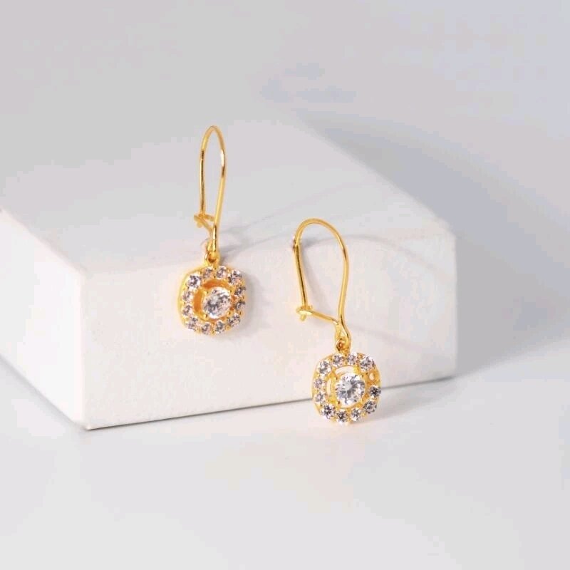 Anting Emas Kawatan Solitaire Variasi Mata Tabur Persegi Samping - Toko ...