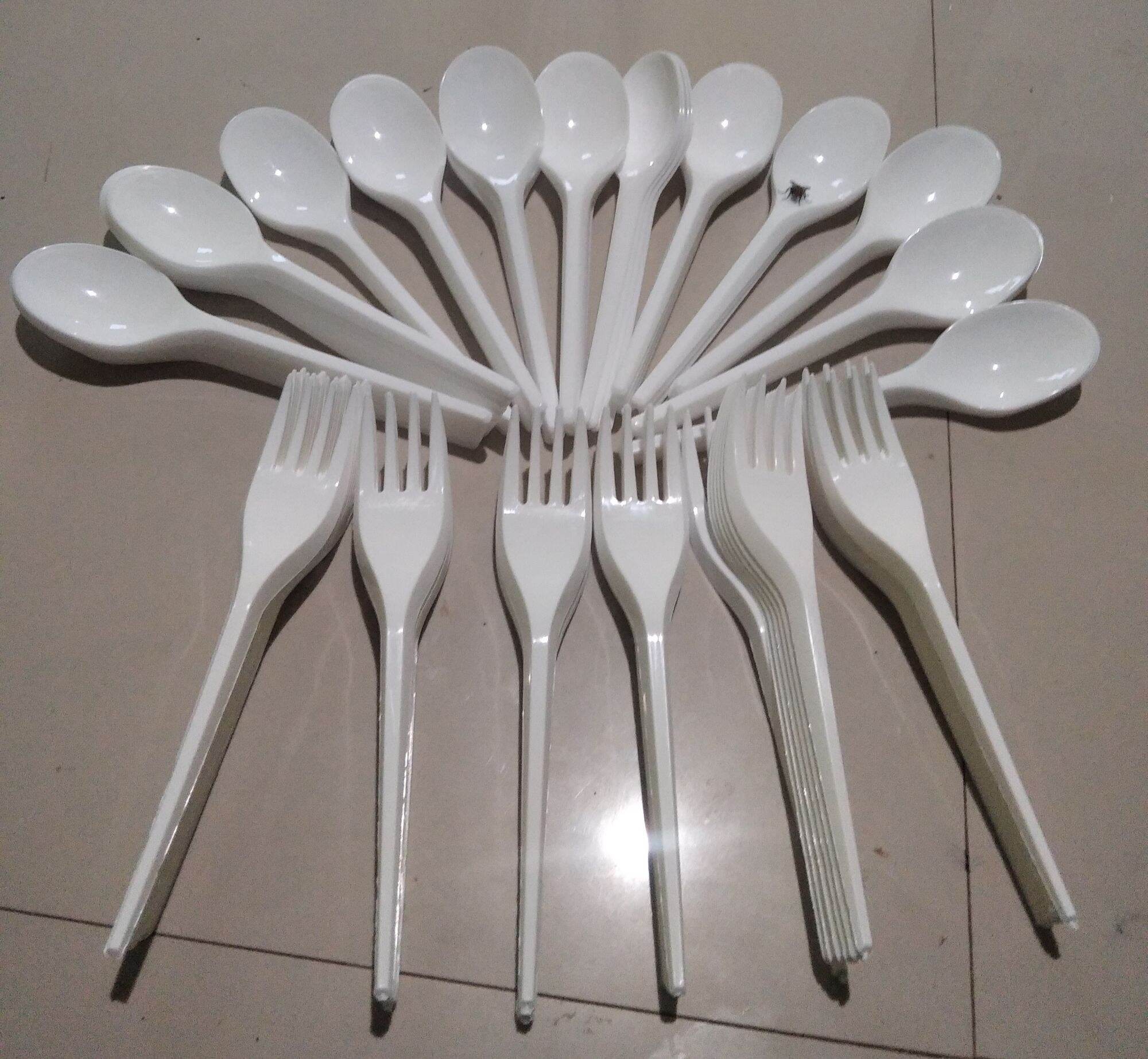 cendok makan dan garpu plastik halus 20pcs | Lazada Indonesia