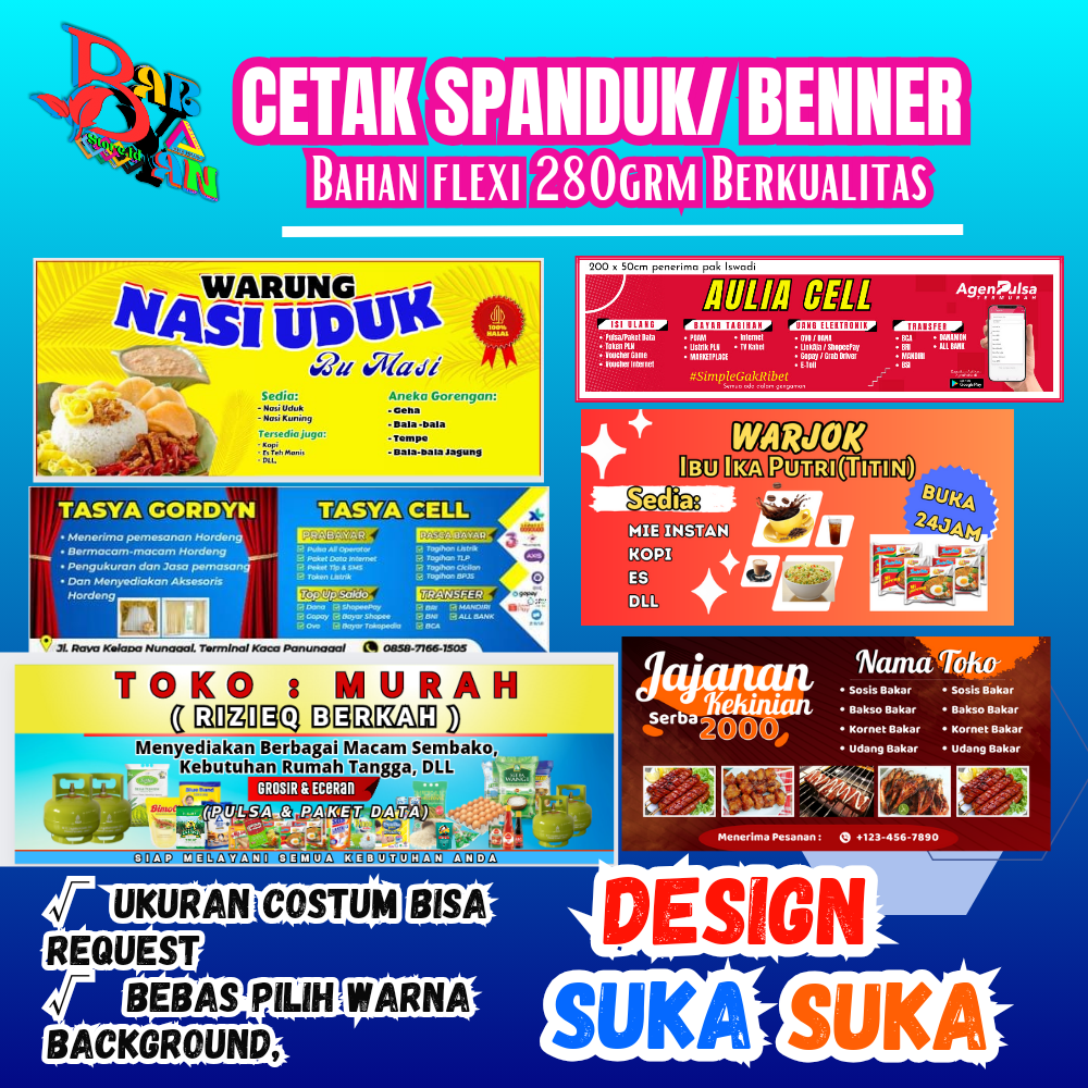 Cetak Spanduk/ benner Ukuran Costum Free Design | Lazada Indonesia