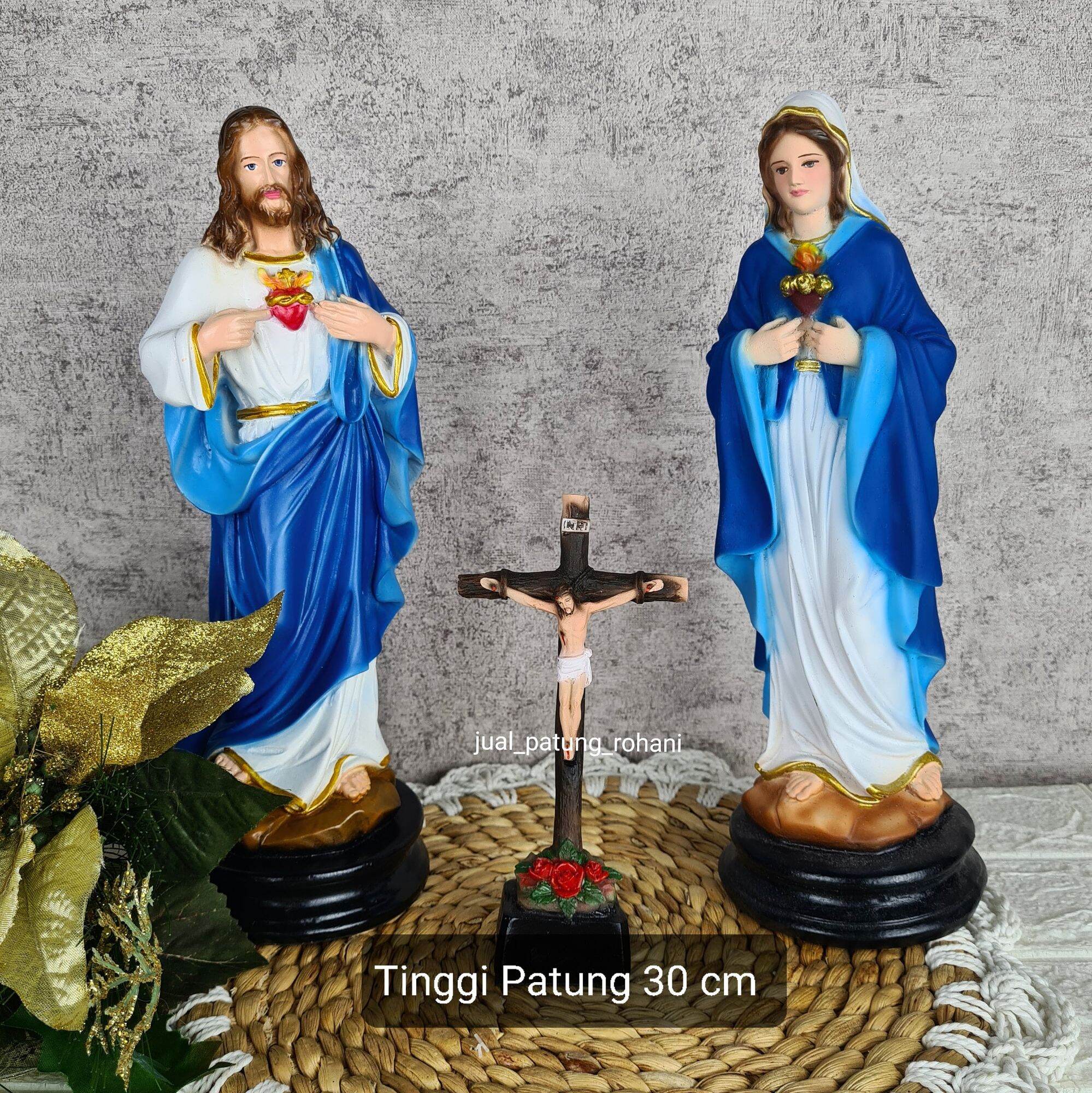 Set Patung Perlengkapan Misa Yesus Hati Kudus Maria Hati Kudus biru 30 ...