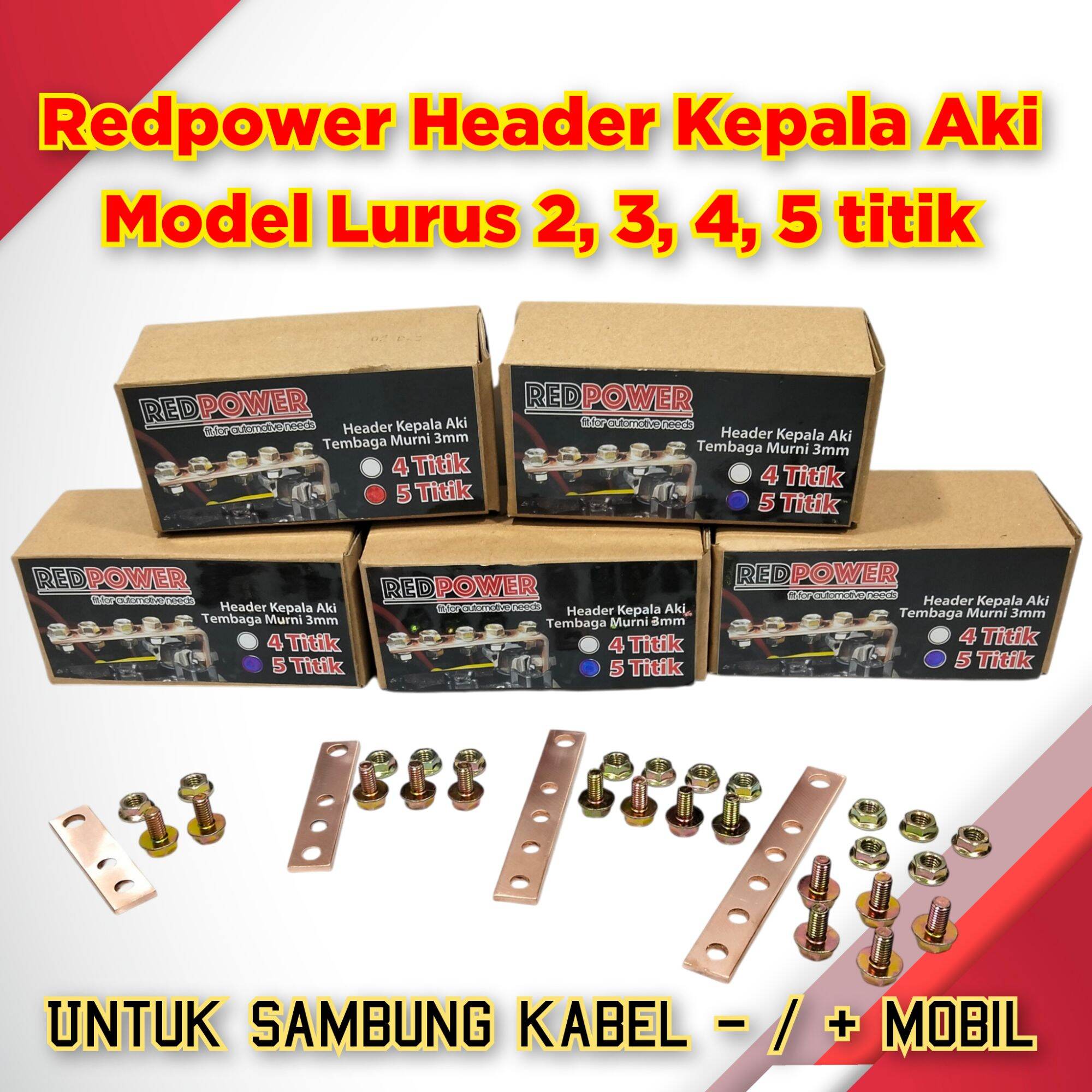 Redpower header model lurus kepala aki negatif atau positif 2 3 4 5 titik grounding ground ...