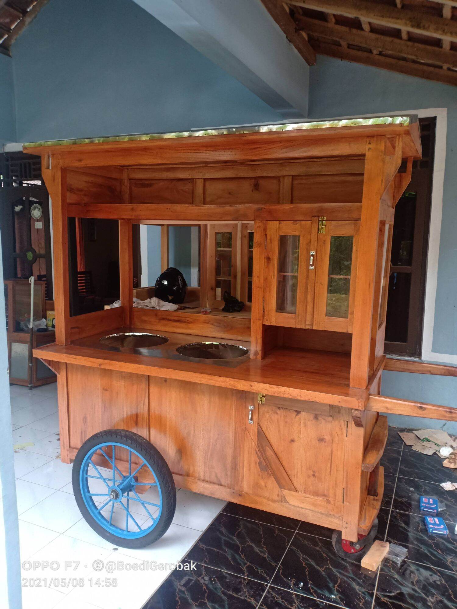 gerobak mie ayam bakso 2 tungku keliling bahan kayu berkualitas ...