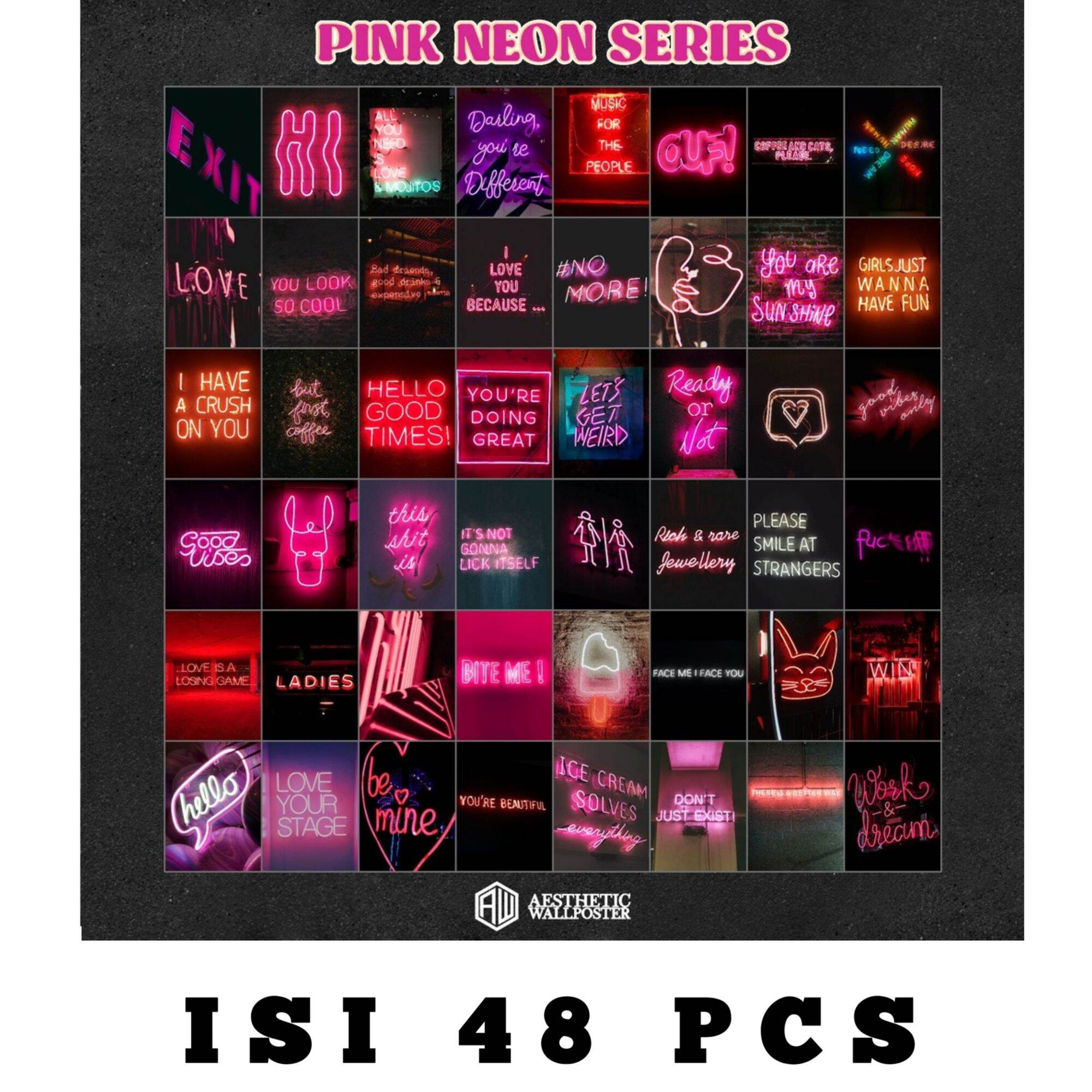 Poster Dinding Pink Neon Series Aesthetic | Poster Aesthetic | Poster ...