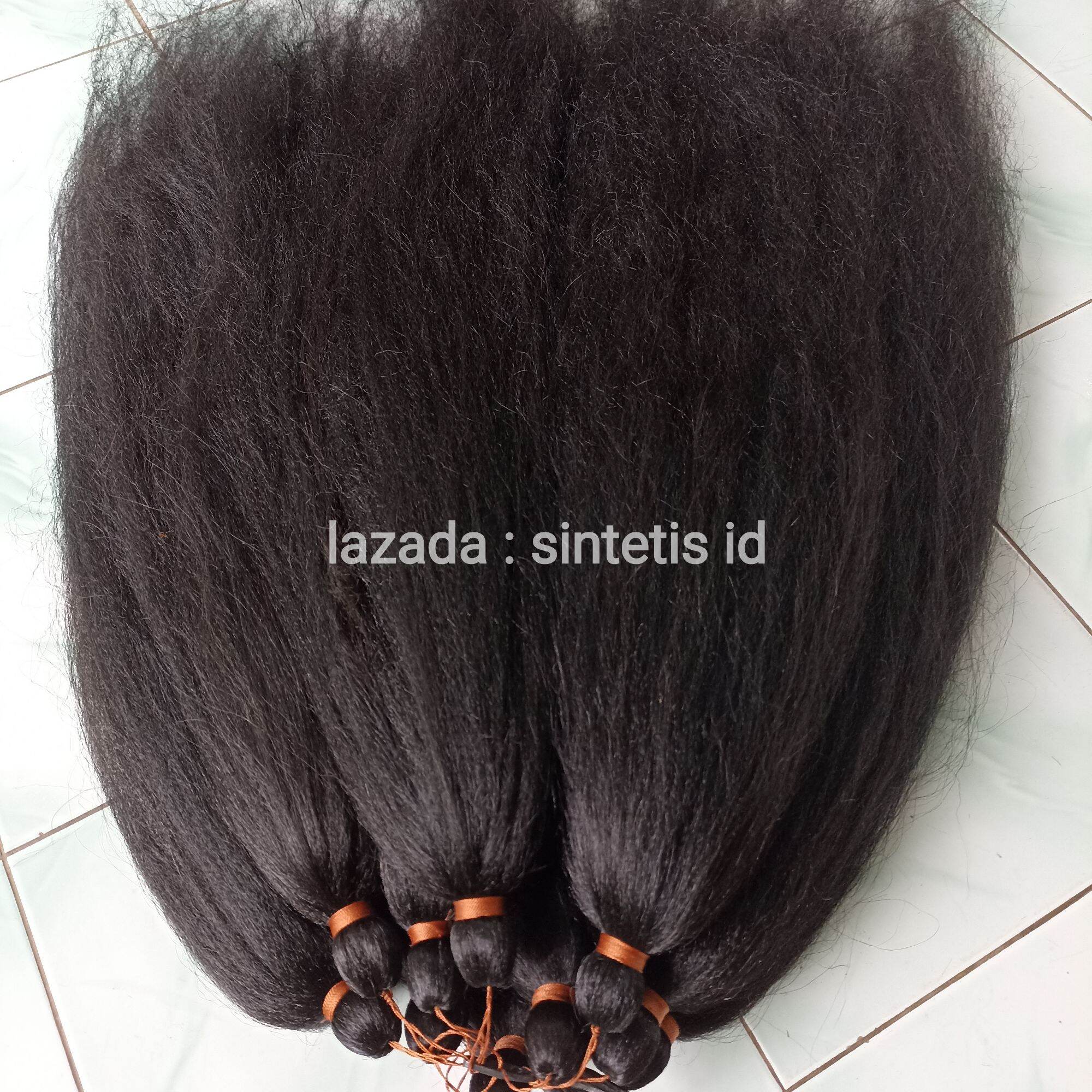 Rambut cemara hitam panjang 70cm / rambut sambung sintetis halus dan ...